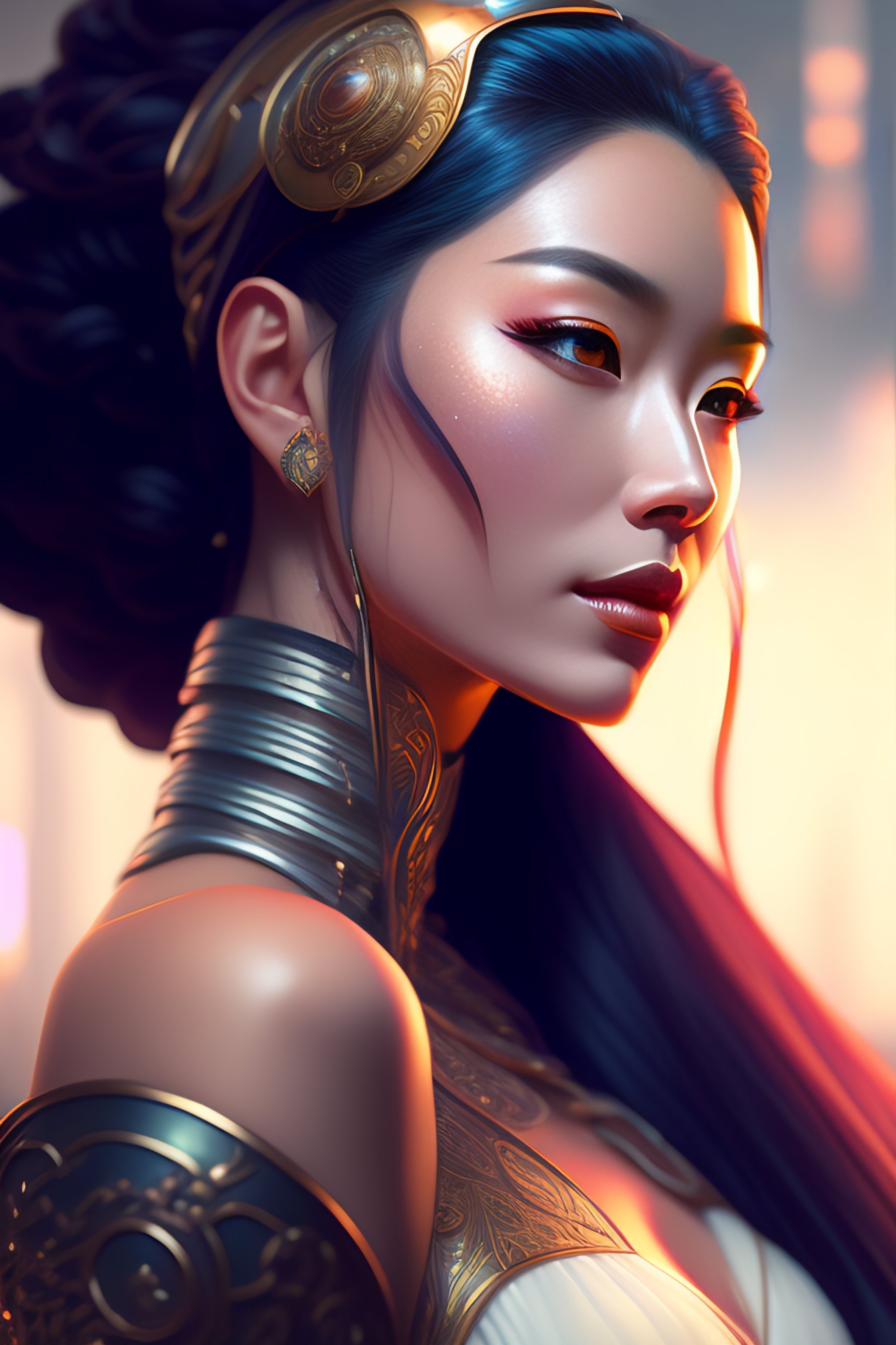 Lexica - Ultra detailed side portrait of female android, cyberpunk ...