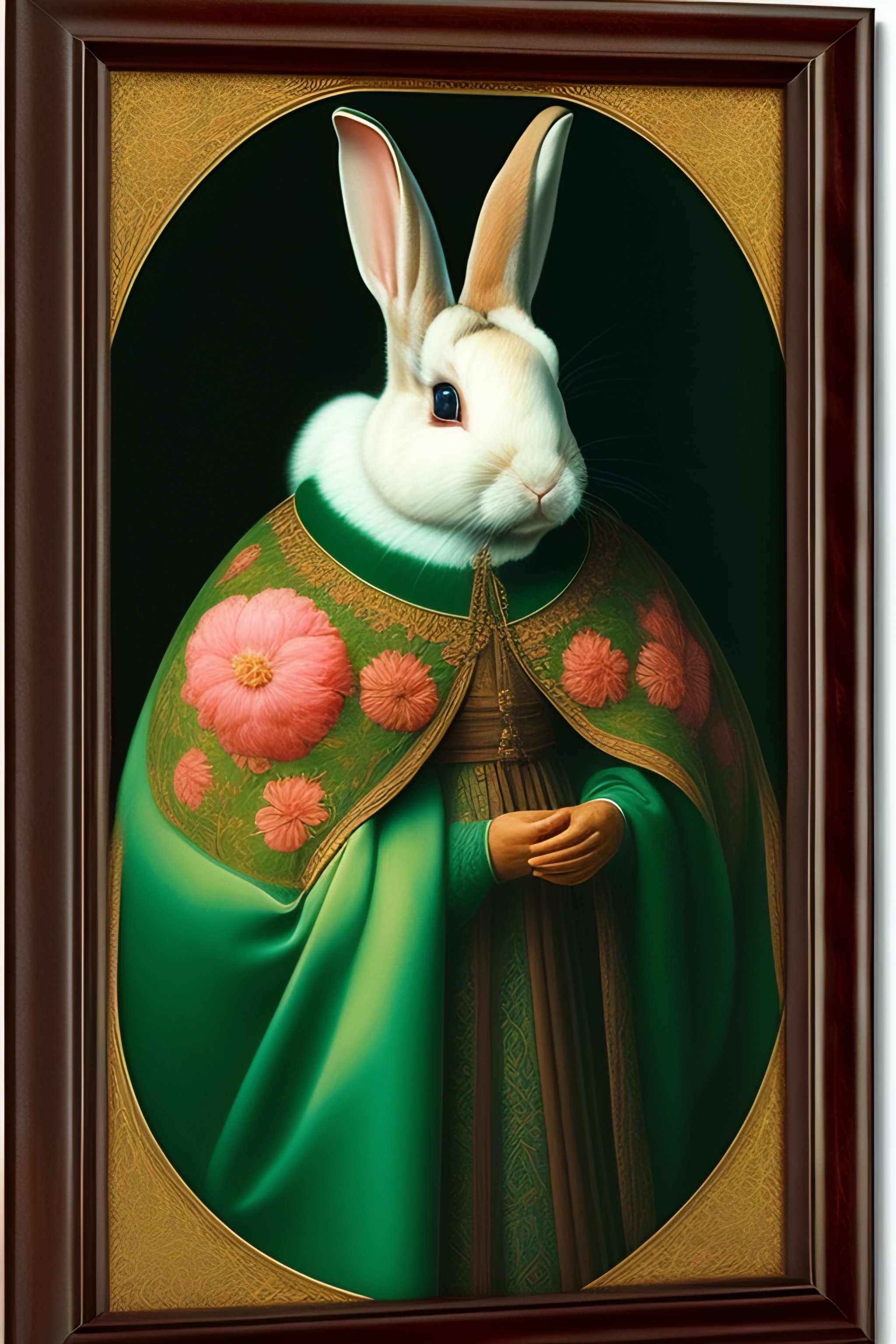 Lexica - A rabbit wearing a cloak of flowers, in a swimming pool, by ...