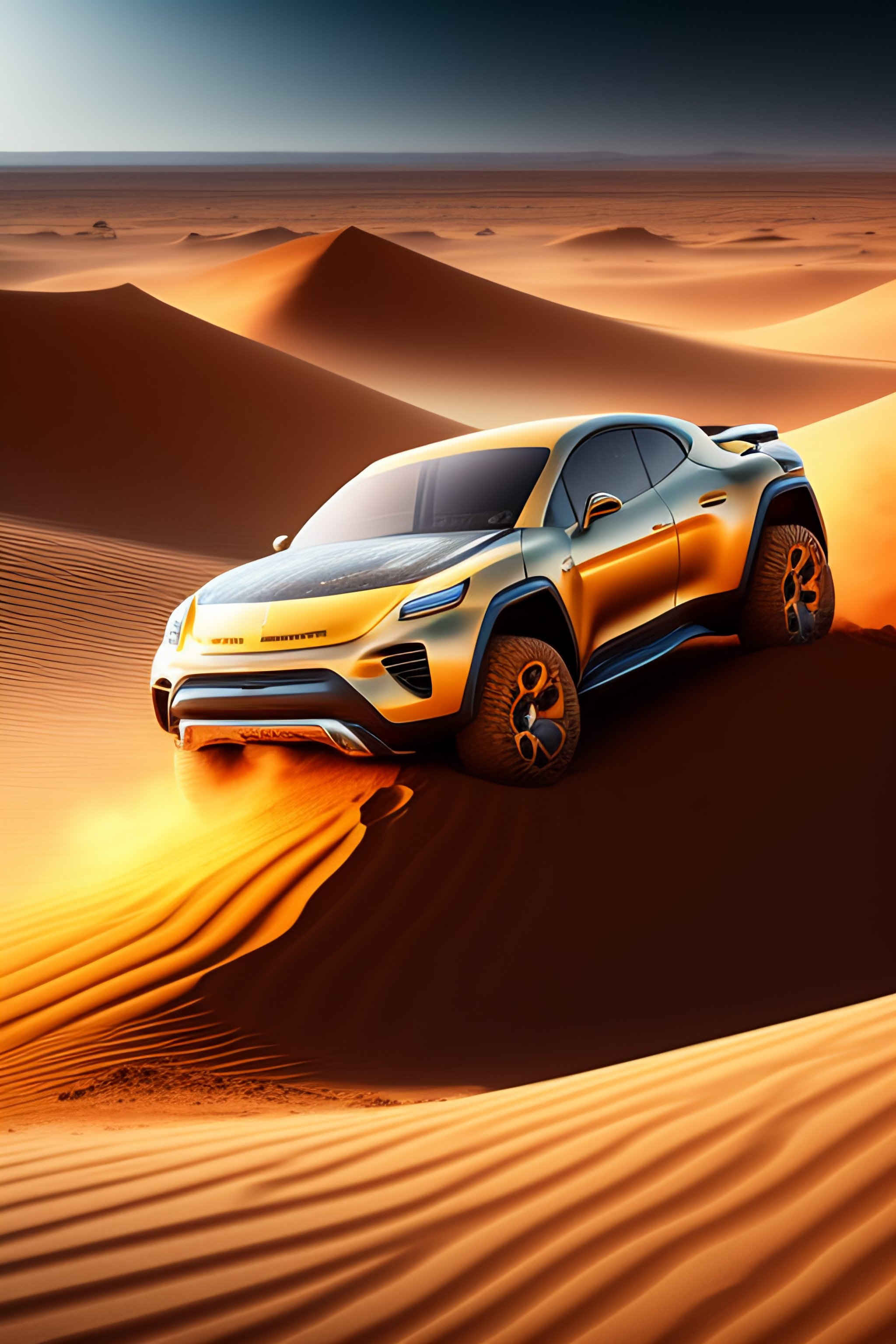 Lexica - Mars landscape sand dust realistic futuristic rover porshe ...