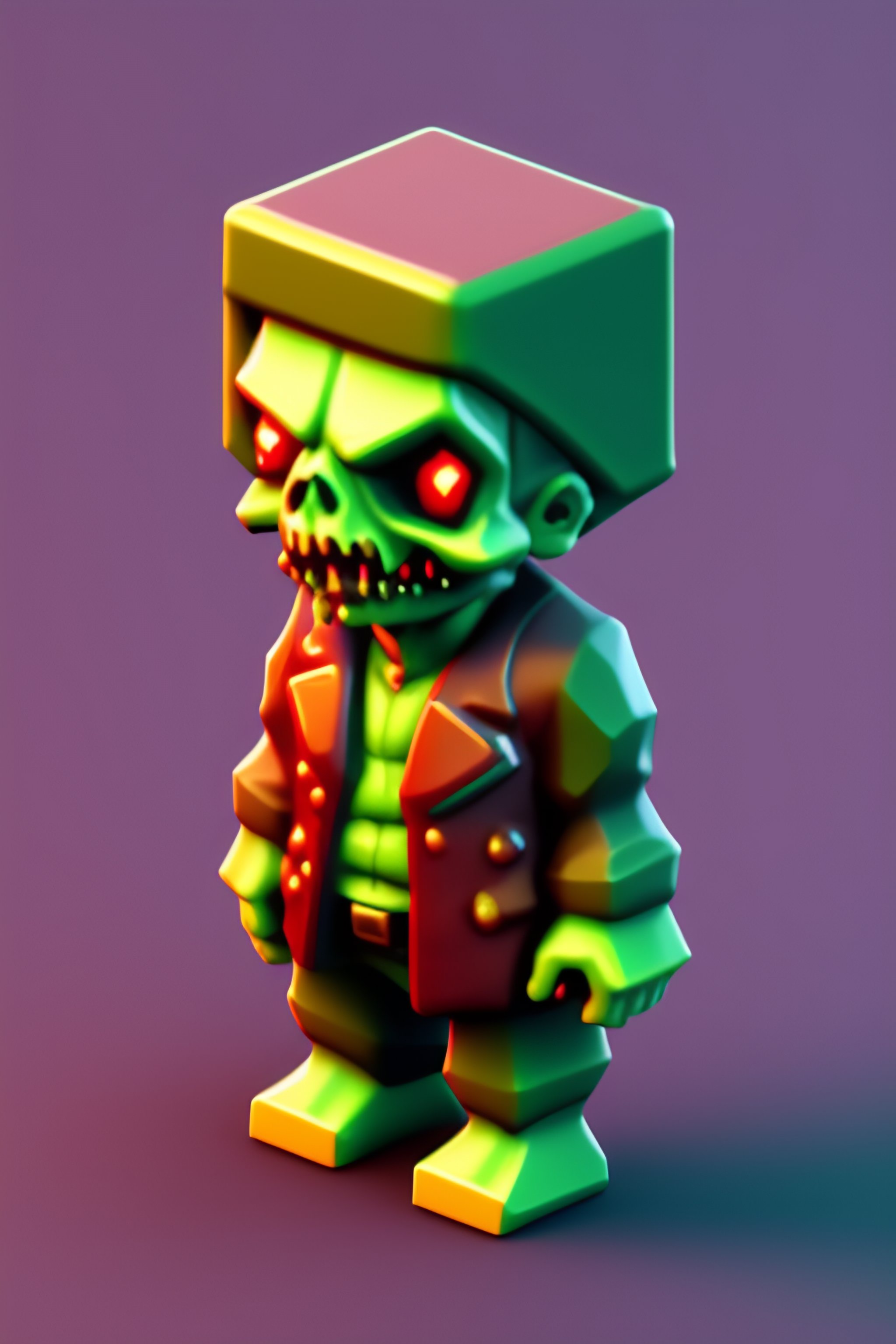 Lexica - Isometric render of a pale zombie character sprite, low poly,