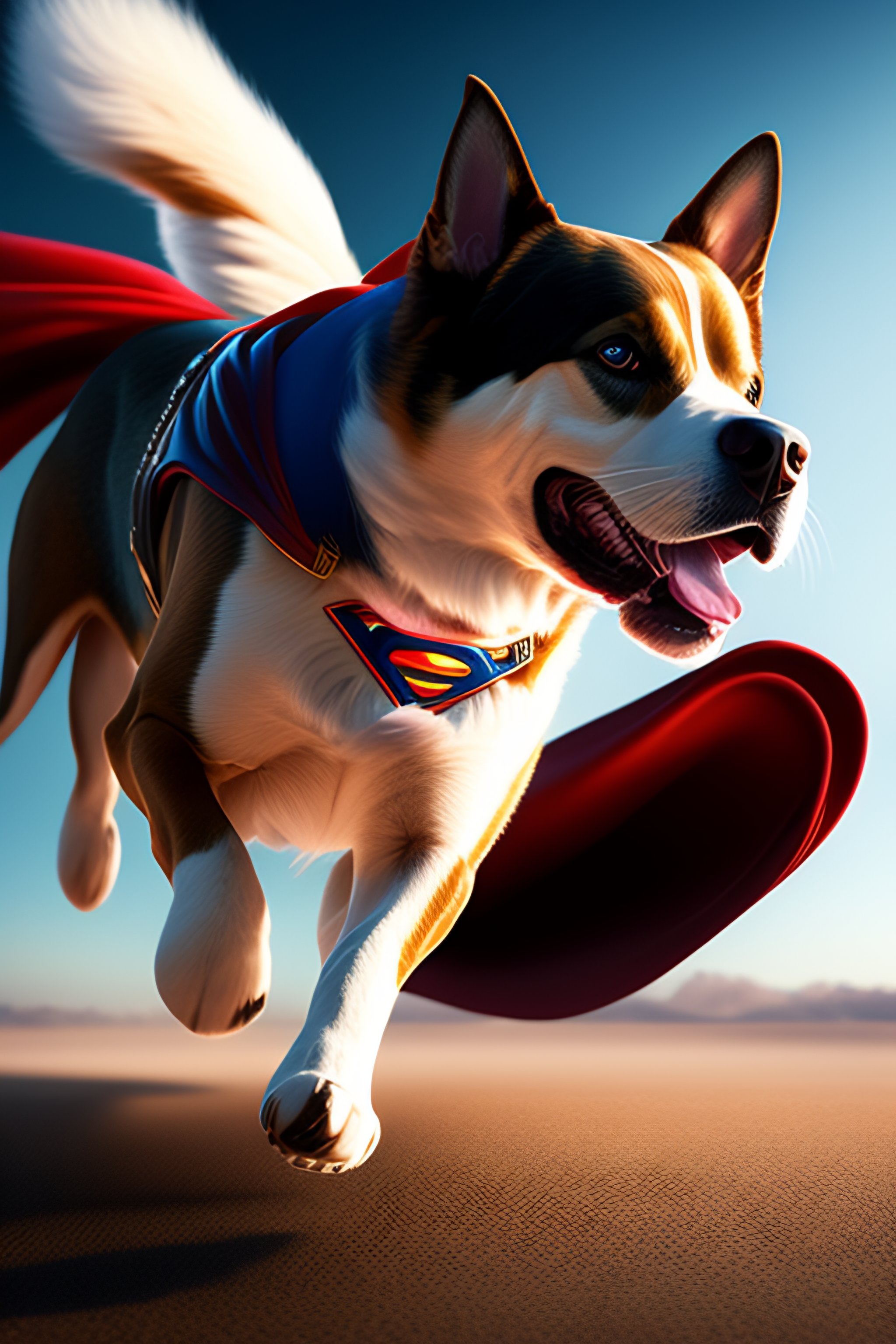 Lexica - Superman dog, realistic, 8k, fly in the sky