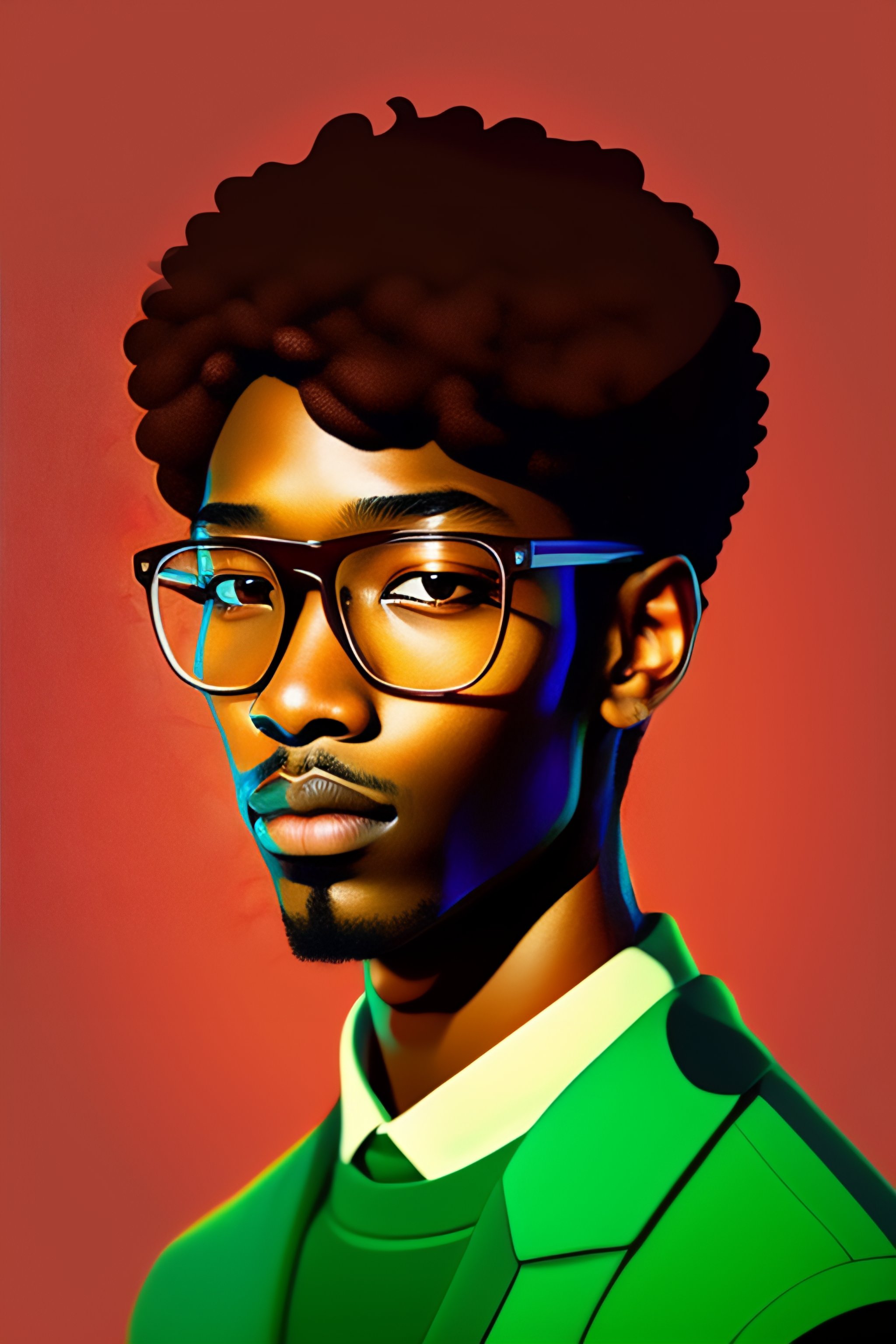 Lexica - Anime guy face, brown skin, glasses, logo, simplistic ...
