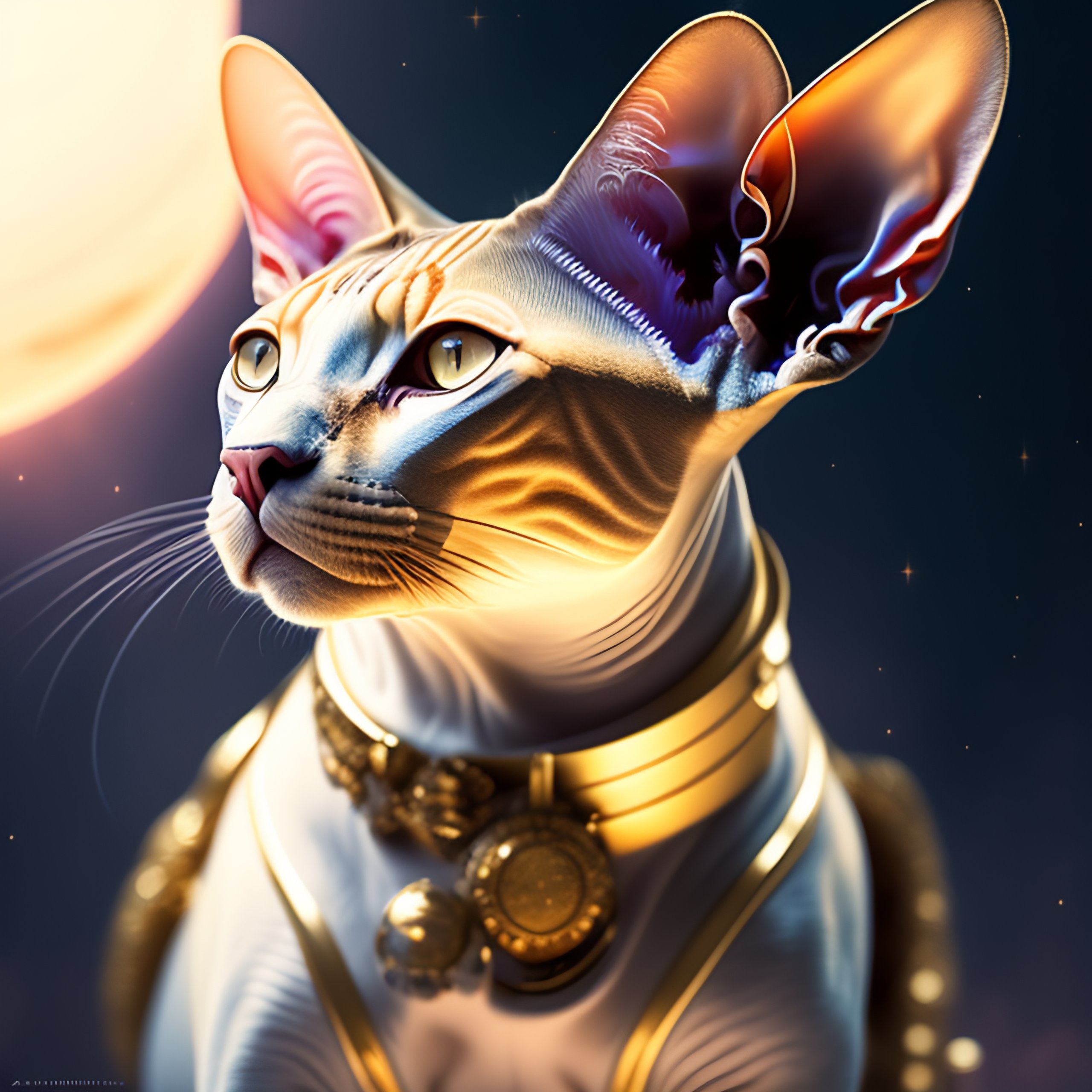 Lexica - Stunning cosmic portrait of beautiful a Sphynx cat, Wearing in ...