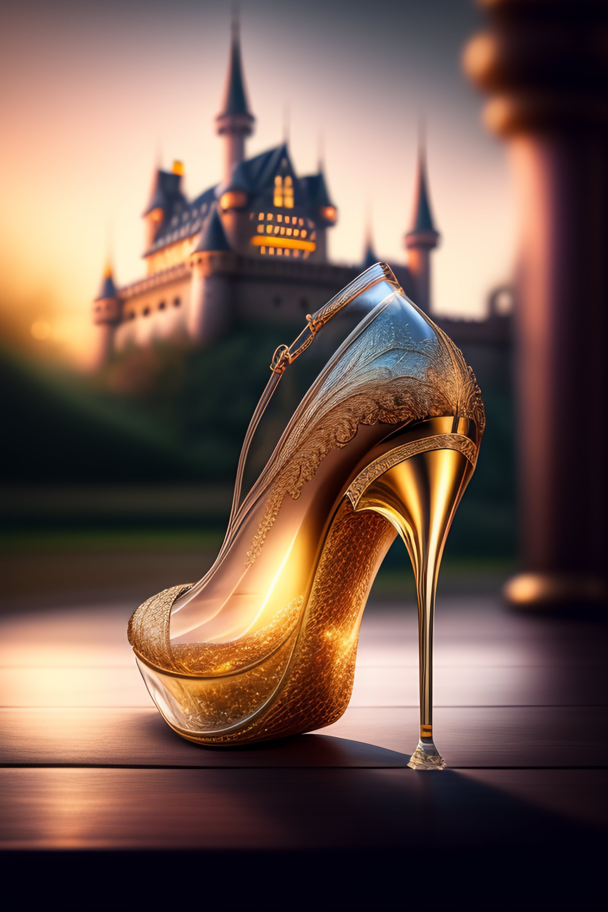 Lexica - Shiny clear intricate shoe in front of a castle, 8k, highly ...