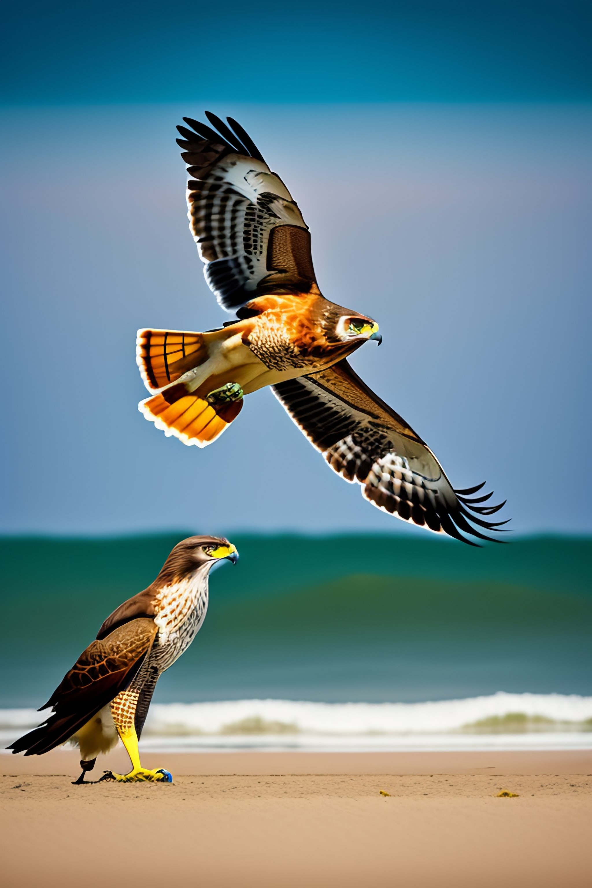 Lexica - A red tail hawk fighting a scuba diver