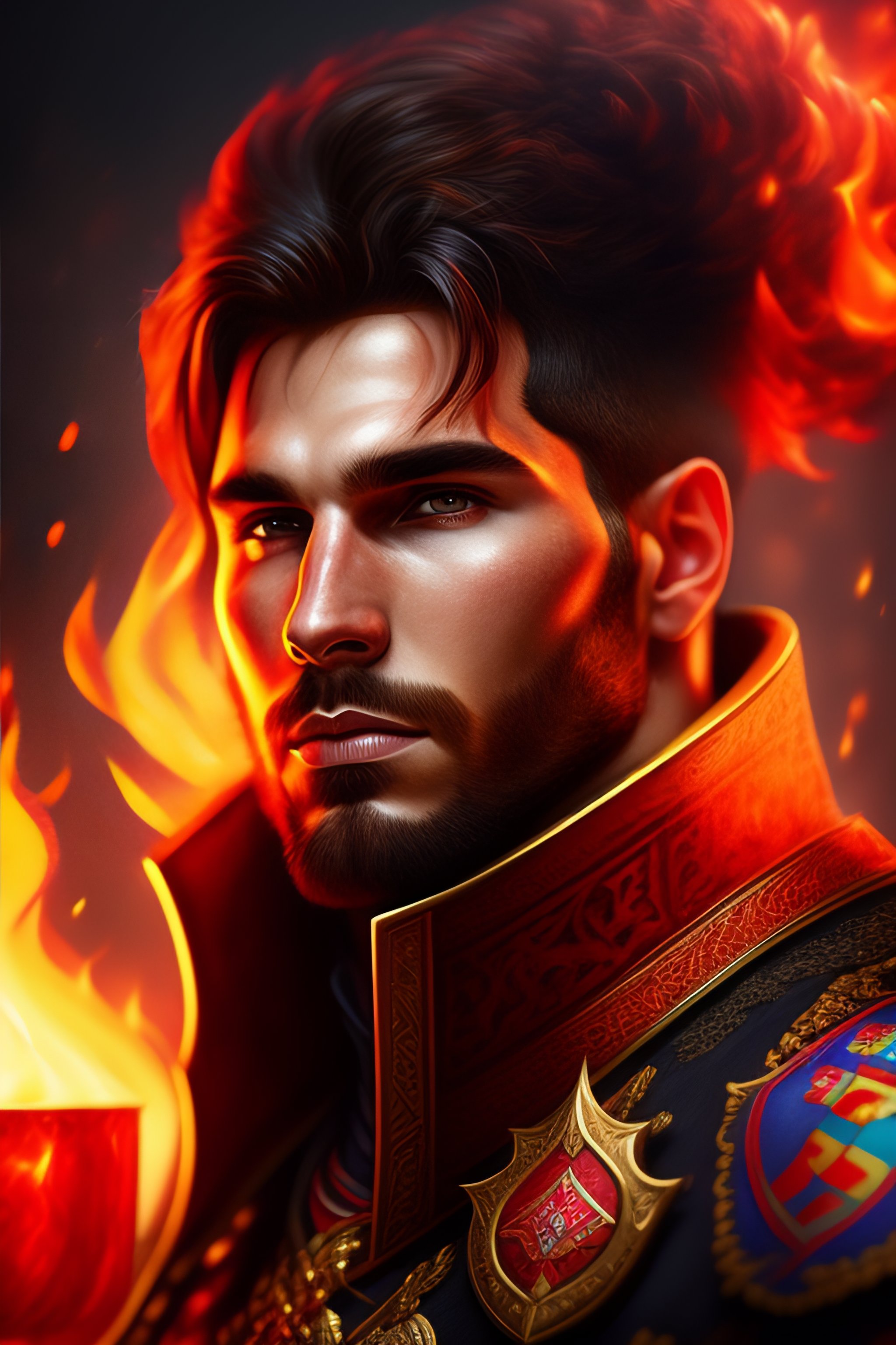 Lexica - Portrait of leonel messi surrounded by fire, portrait ...