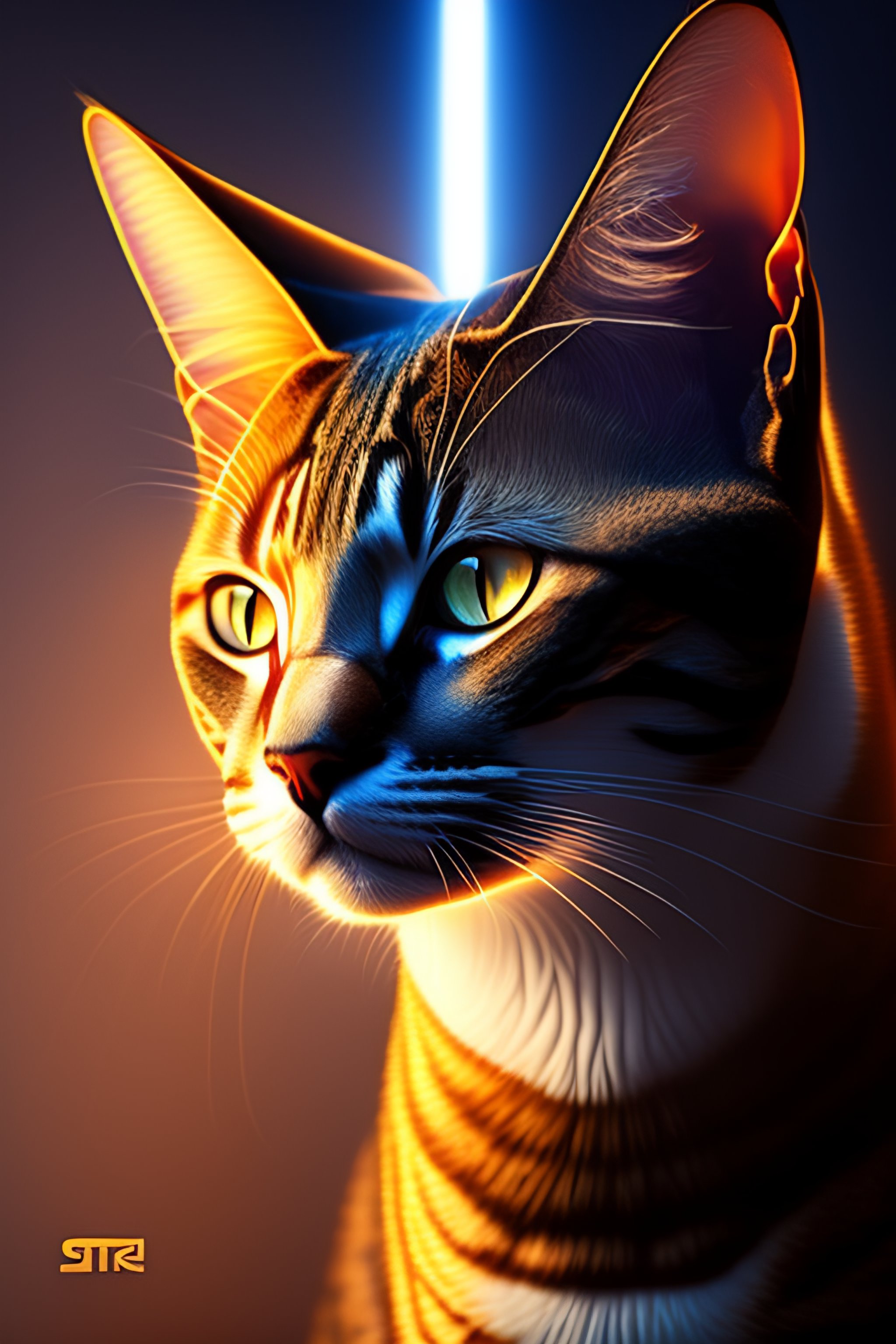 Lexica - Cat as a sith,with light sable, space, hyperrealistic