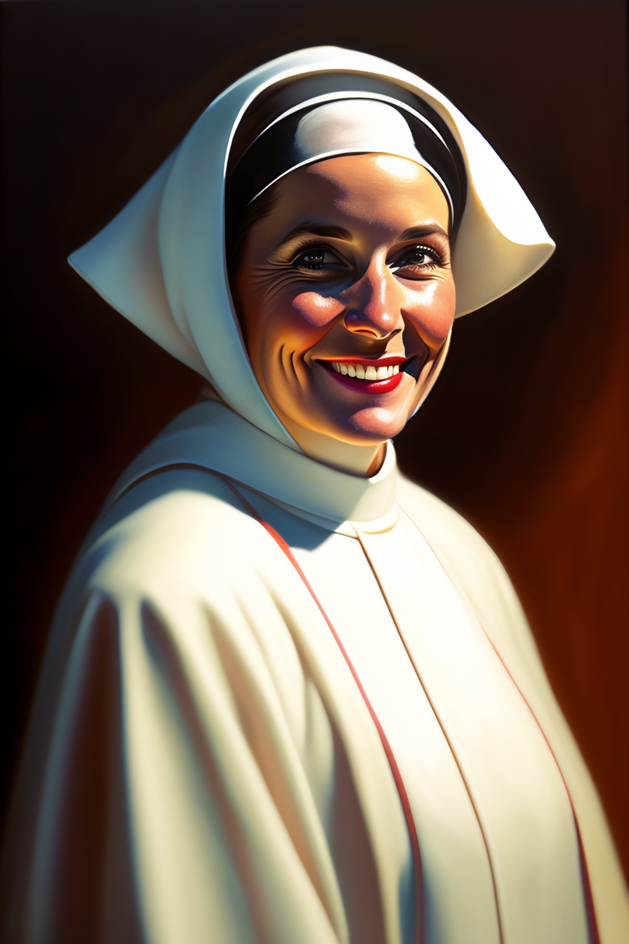 Lexica - Goofy dressed as a nun, oil painting, warm lighting