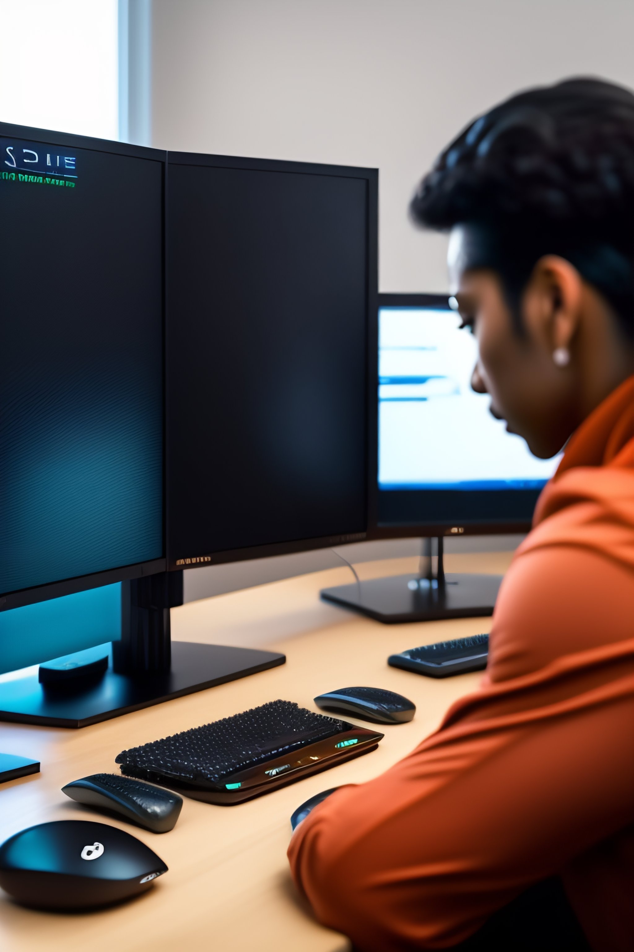 Lexica - Programing on desk with high tech computer