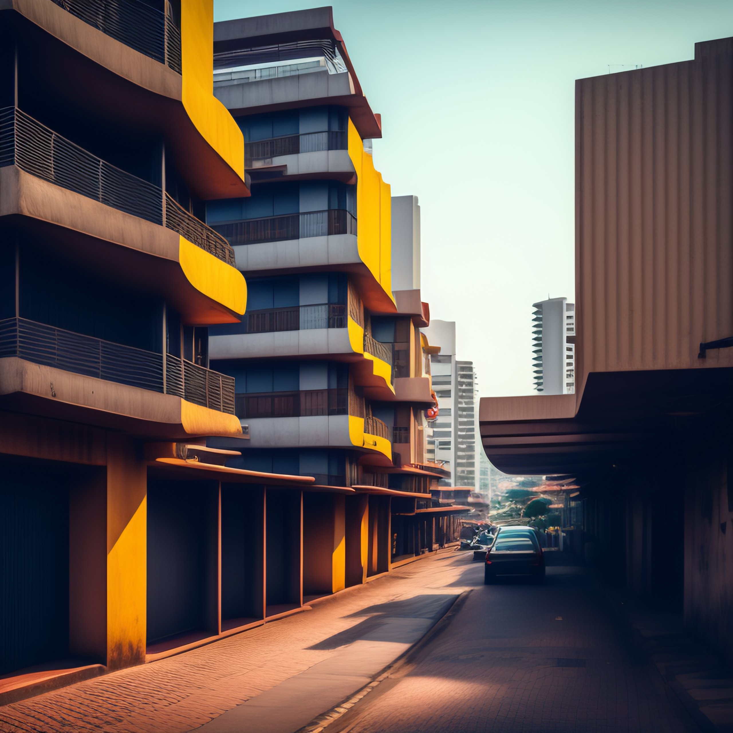 Lexica - Exploring the streets of durban in brutalist stye, high res, 4k