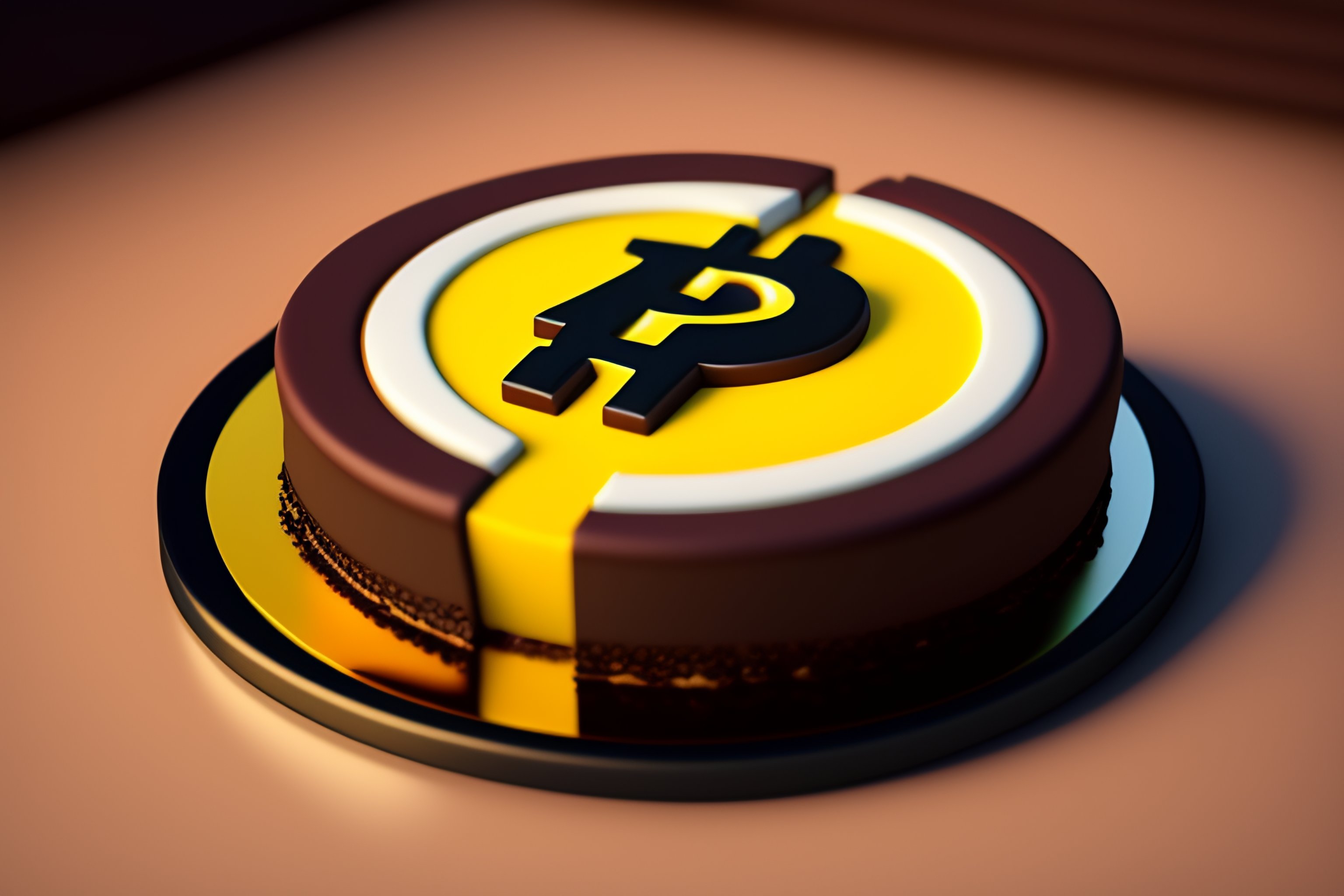 Lexica - A cake with a bitcoin logo, and a slice is eaten, isometric ...