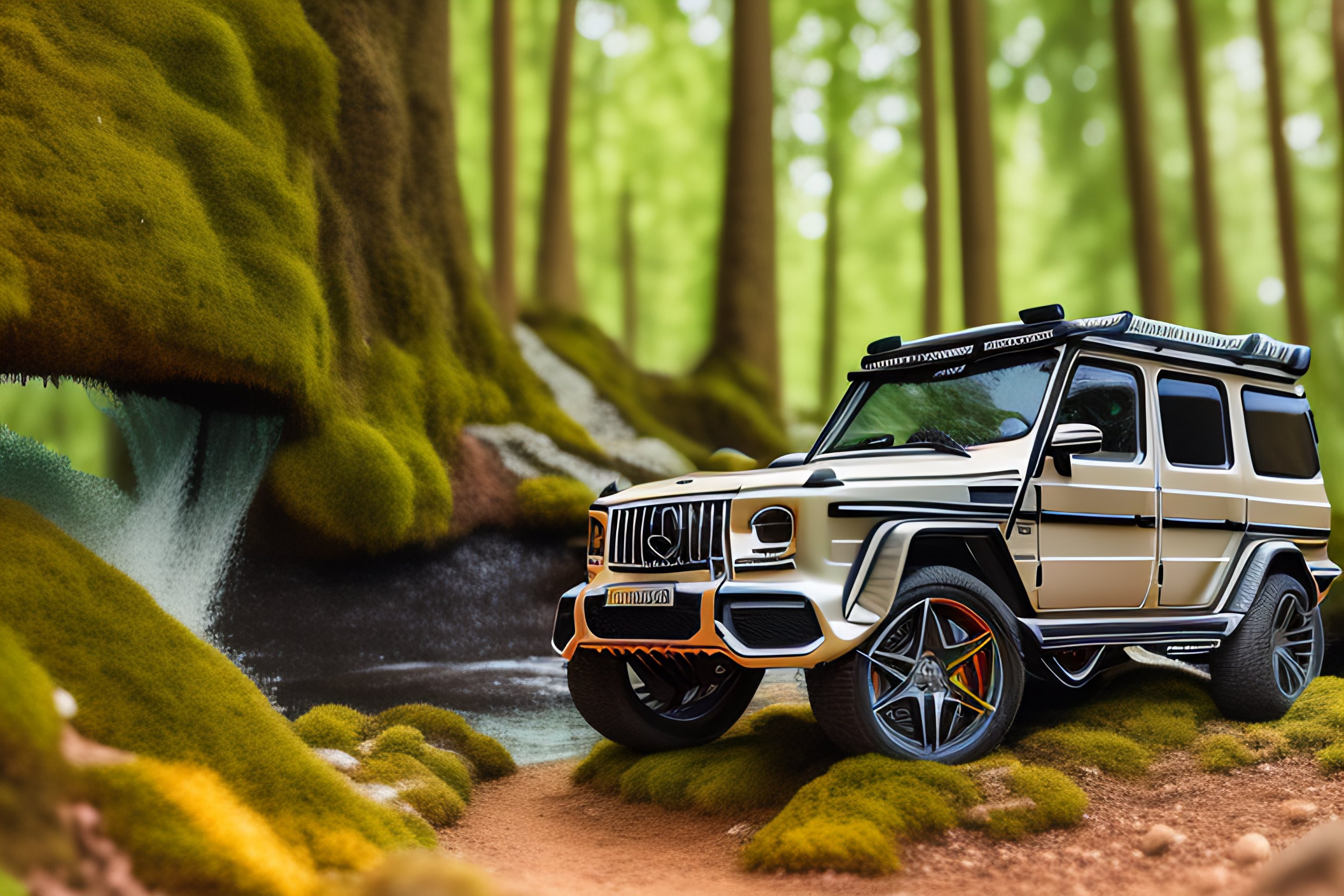 Lexica - Off road modified mercedes amg g63 in the forest, artstatiom ...