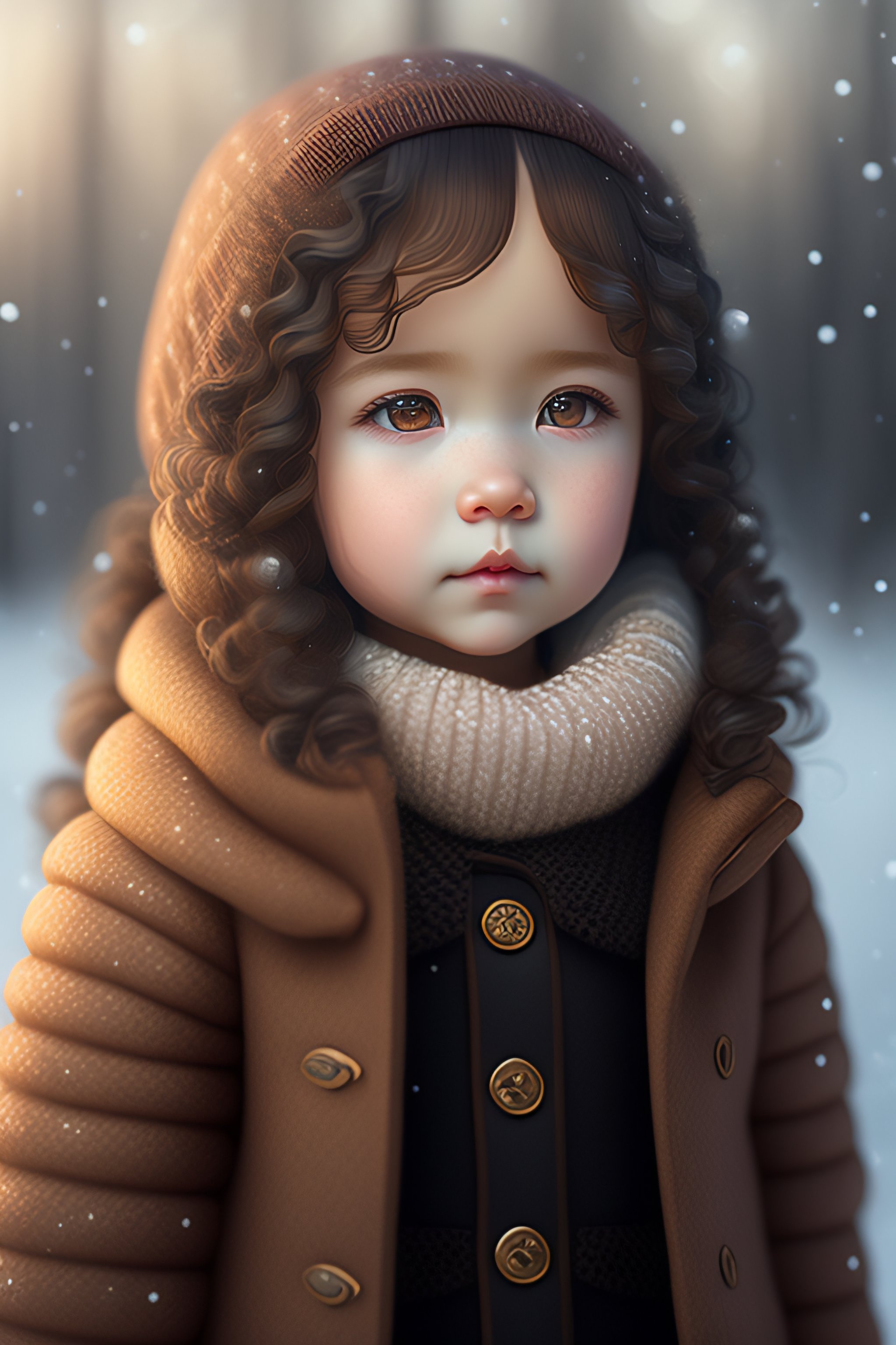 Lexica - Portrait of a cute gothic chibi girl kewpie winter clothes ...