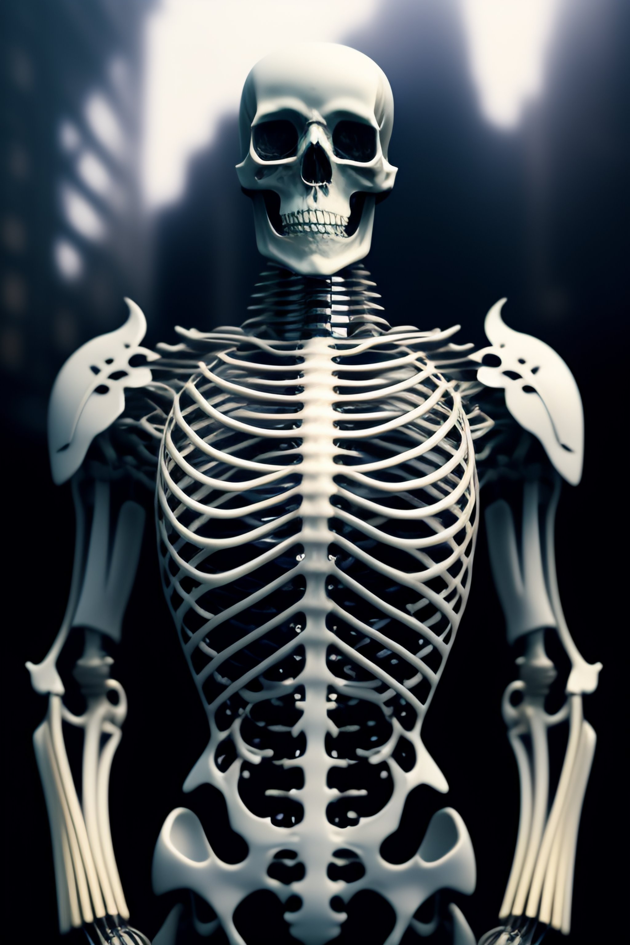 Lexica - Skeleton putin with open skeleton ribs, wearing only lingering ...