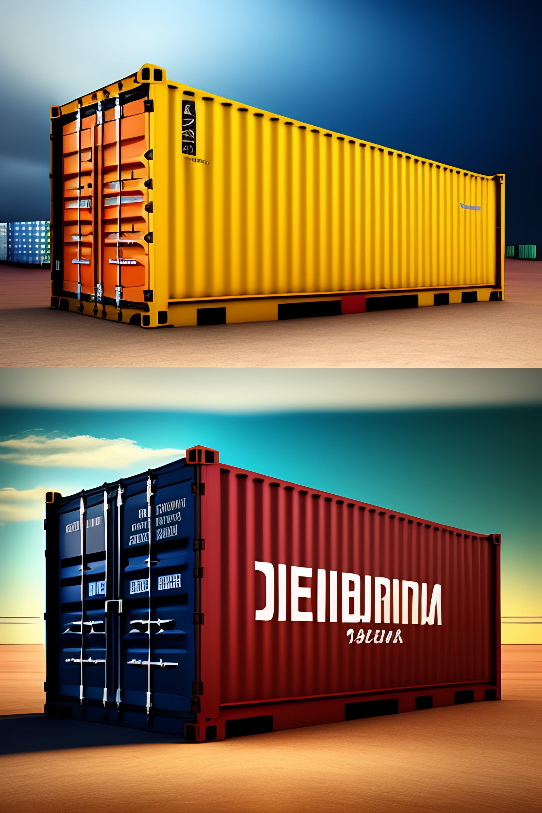 Lexica - Ship with shipping container and text "container-deshevo" on ...