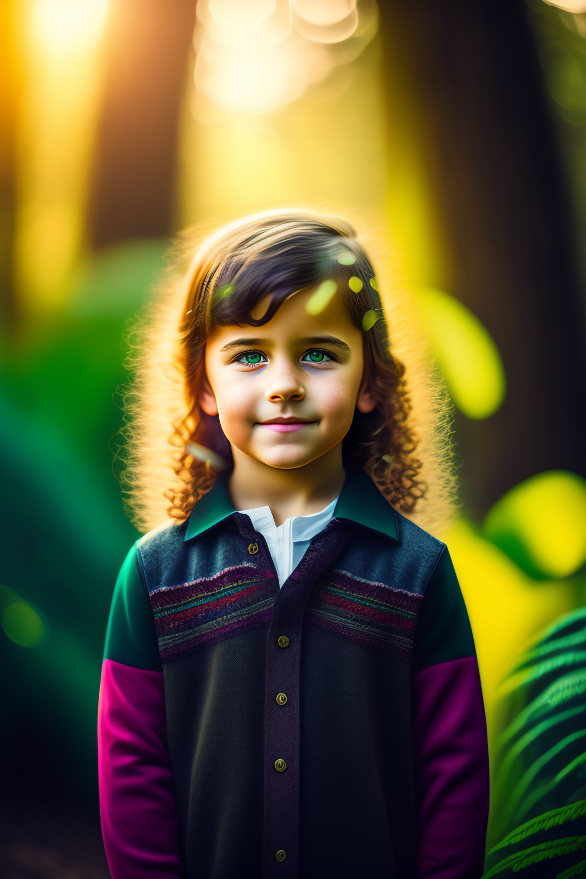 Lexica - A portrait of a child standing in a magical forest ...