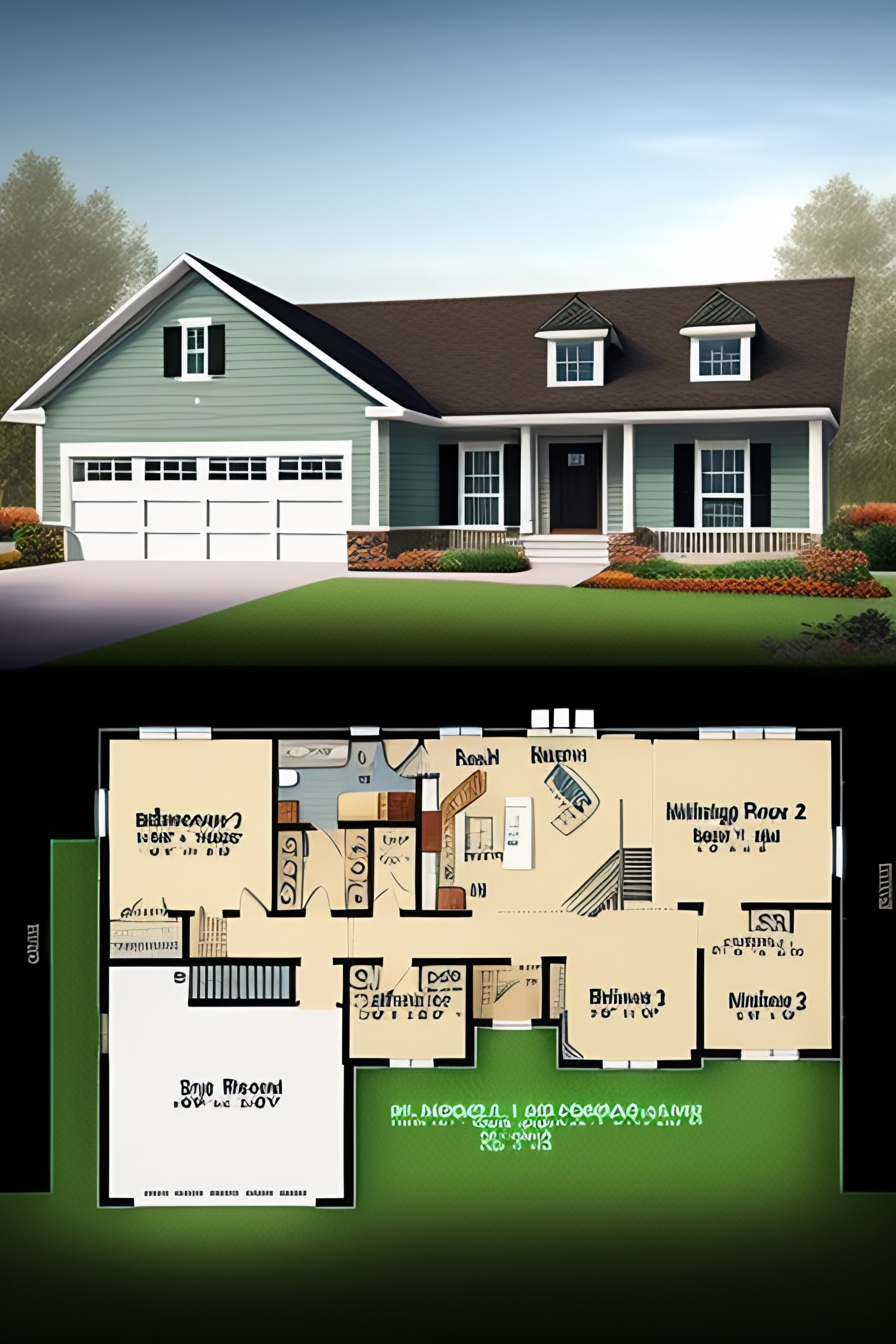 Lexica - 4 room, 3 baths, 1 living room house plan