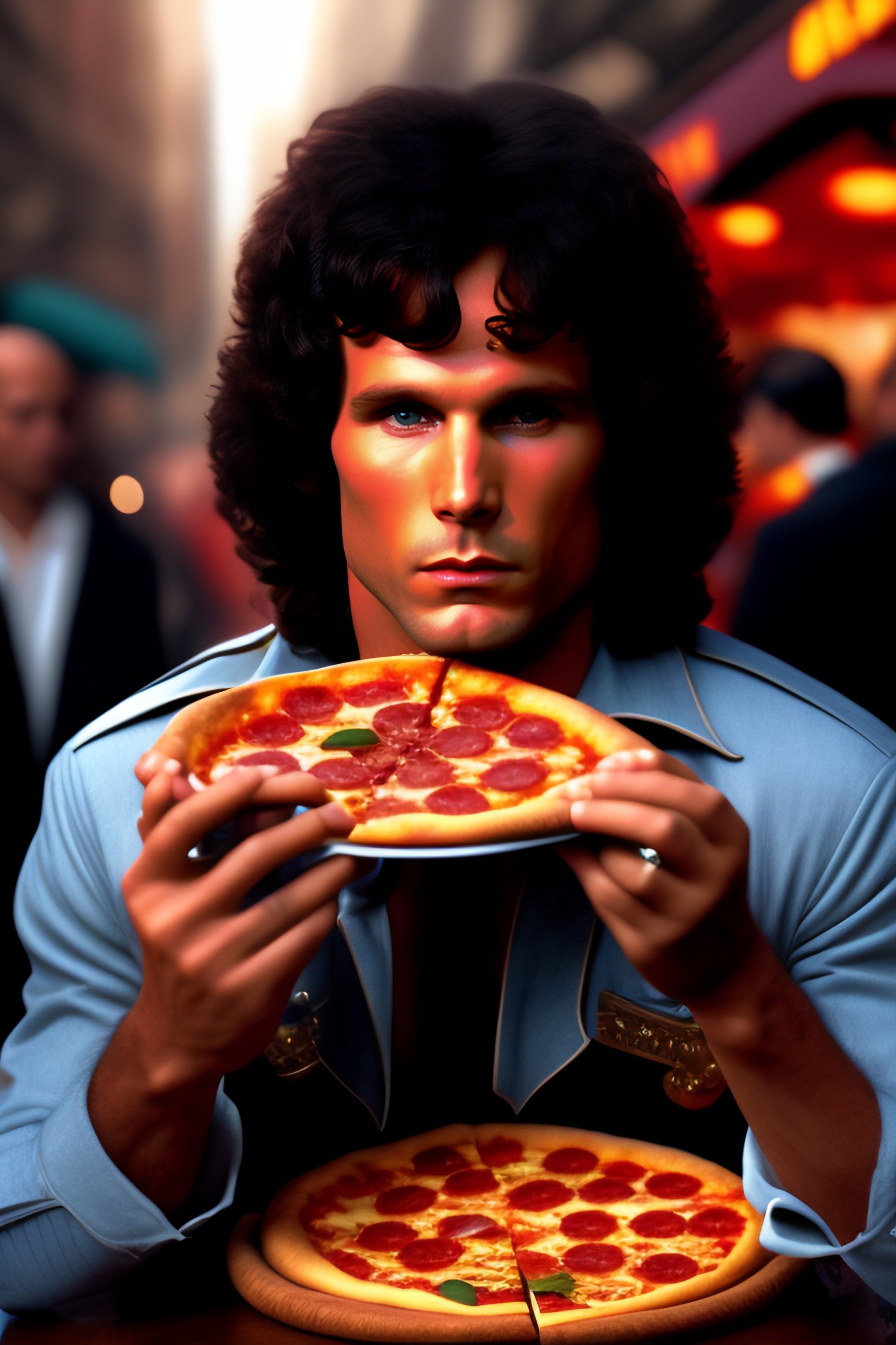 Lexica - Jim Morrison eats pizza, cyberpunk
