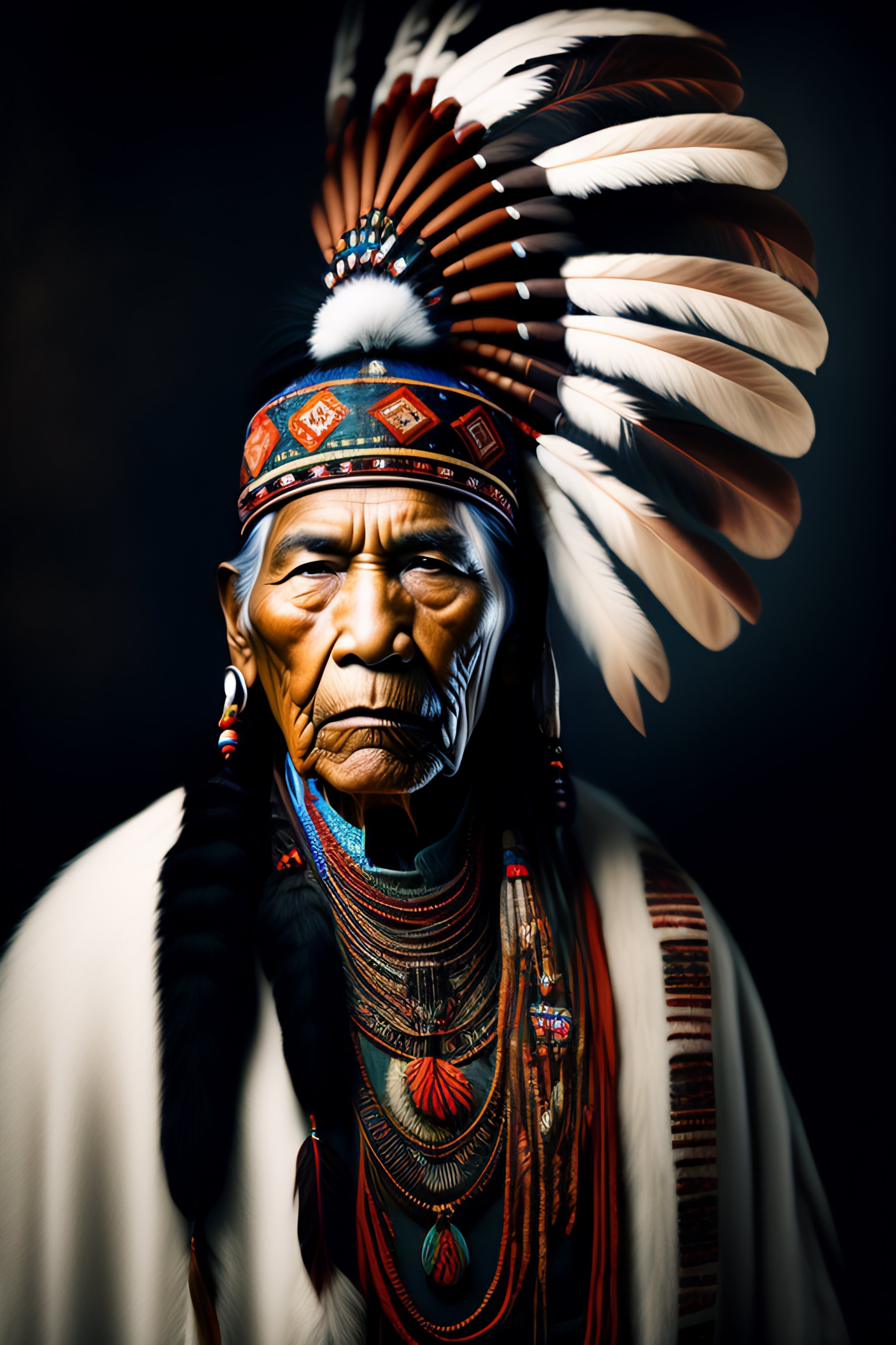 Lexica - Masculine native american elder in a rembrandt style with ...