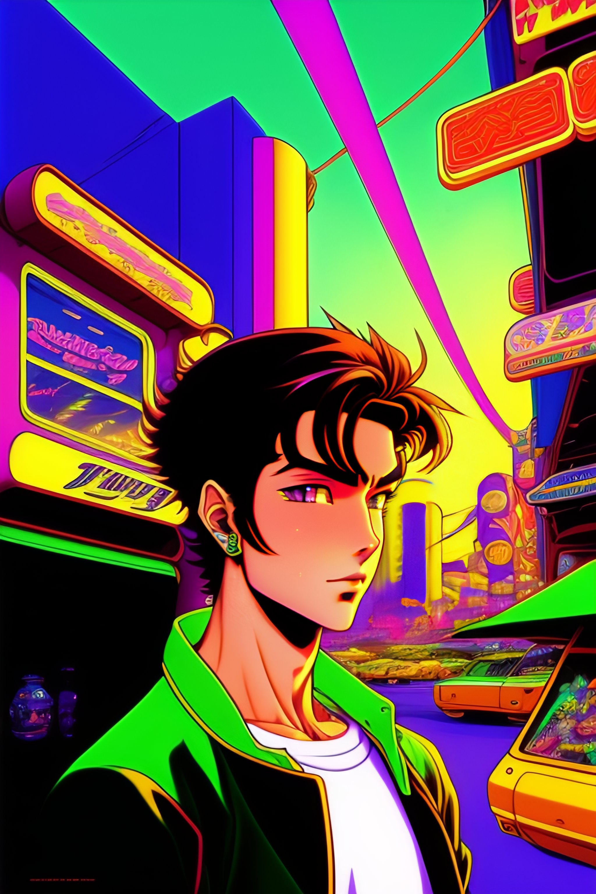 Lexica - Vintage 90's anime style environmental wide shot of a chaotic ...