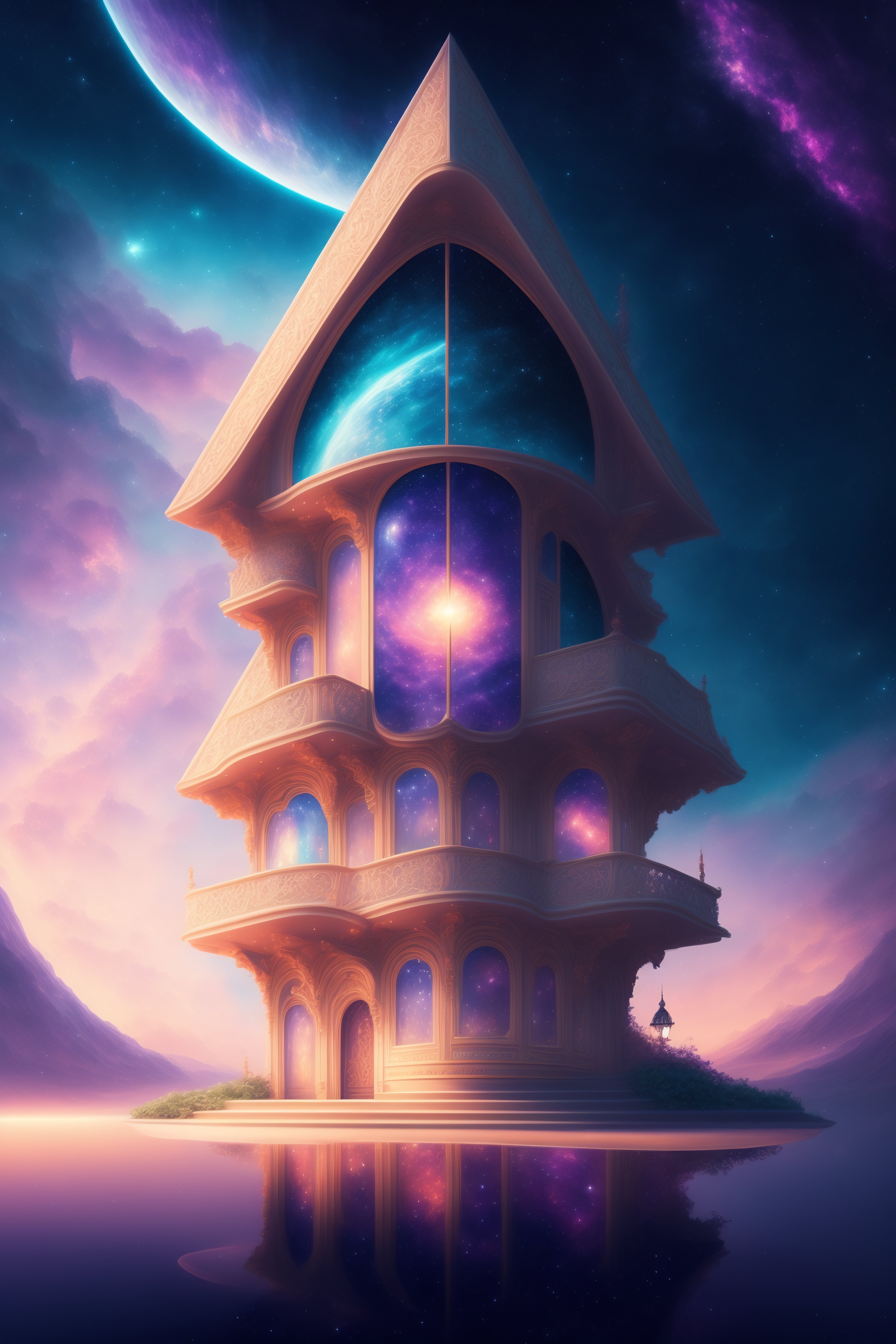 Lexica - A house in the middle of galaxy, universe fulfilling the ...