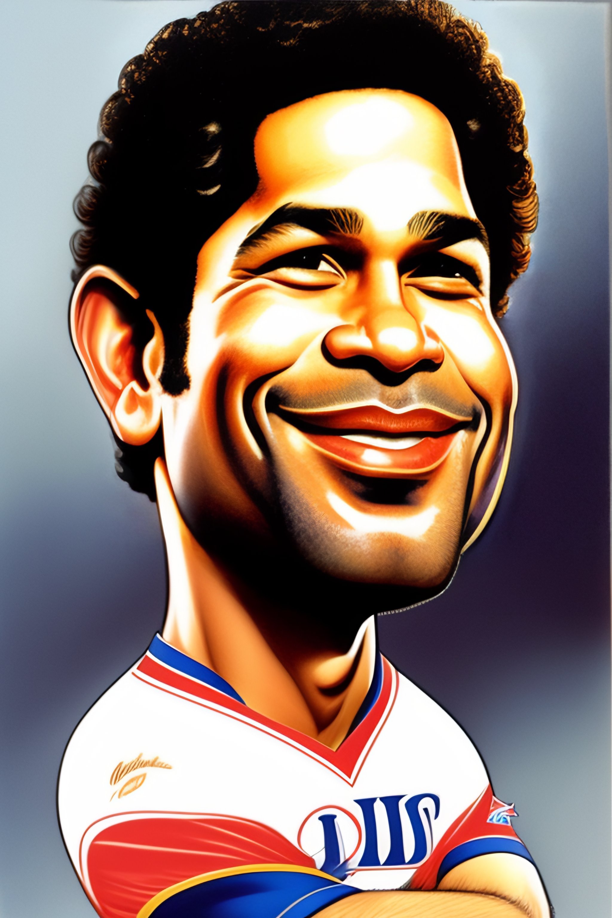 Lexica - A cartoony caricature portrait of sachin tendulkar drawn by ...