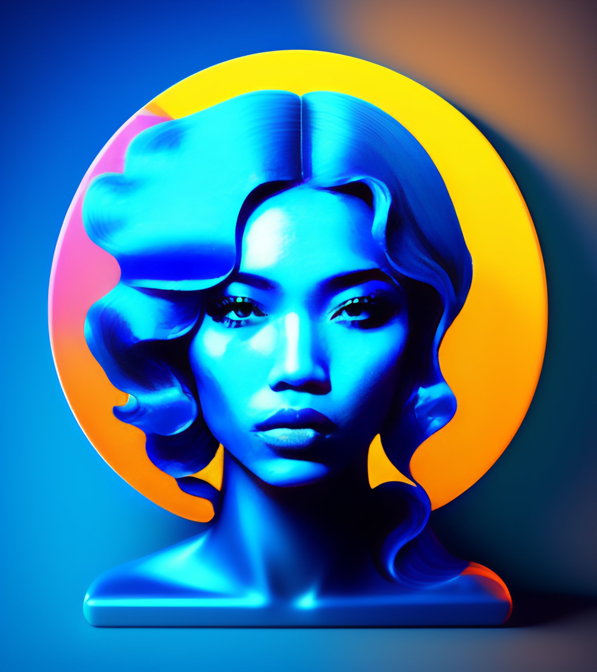 Lexica - 2d blue avatar psychedelic, 2d flat