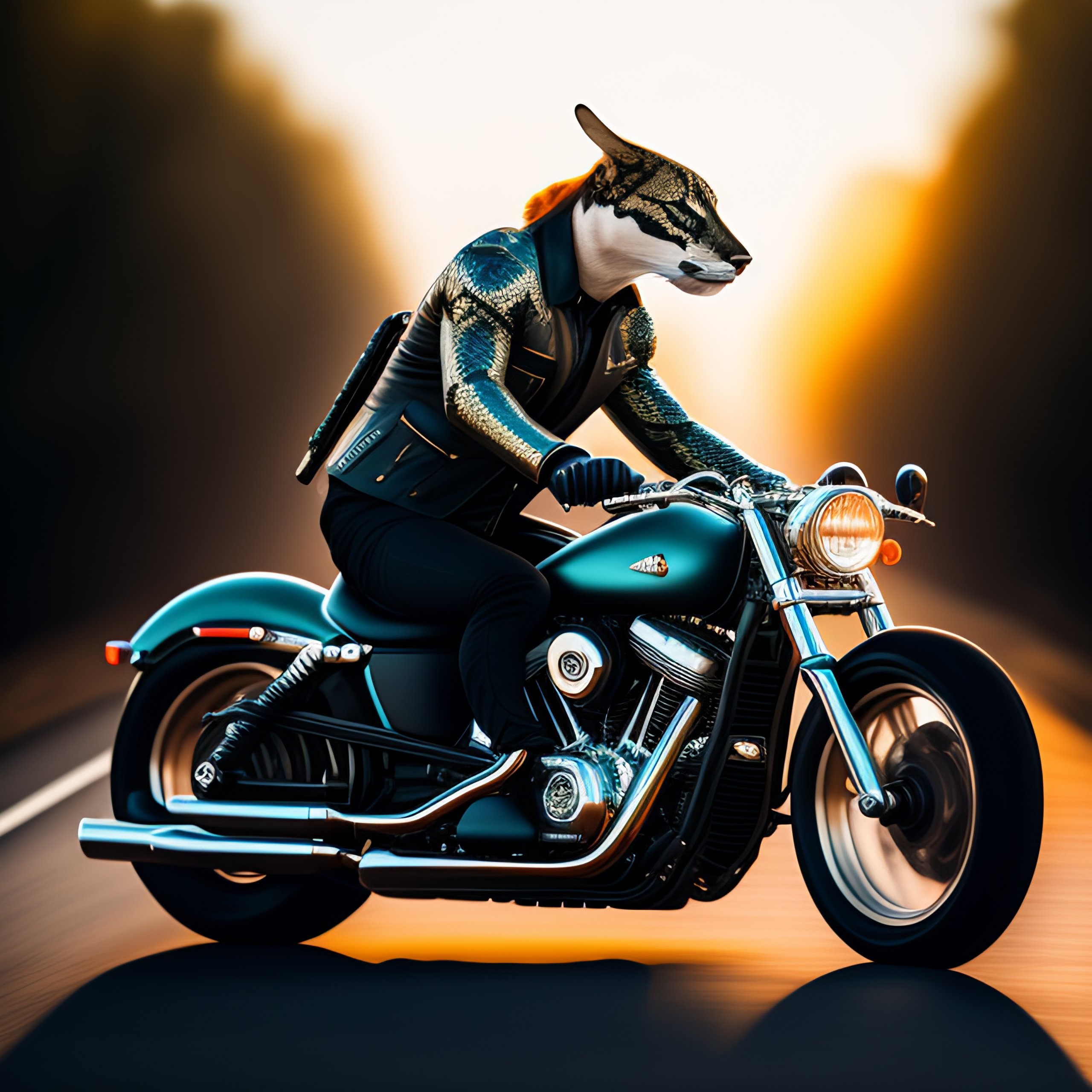 Lexica - Portrait man drive snake bike