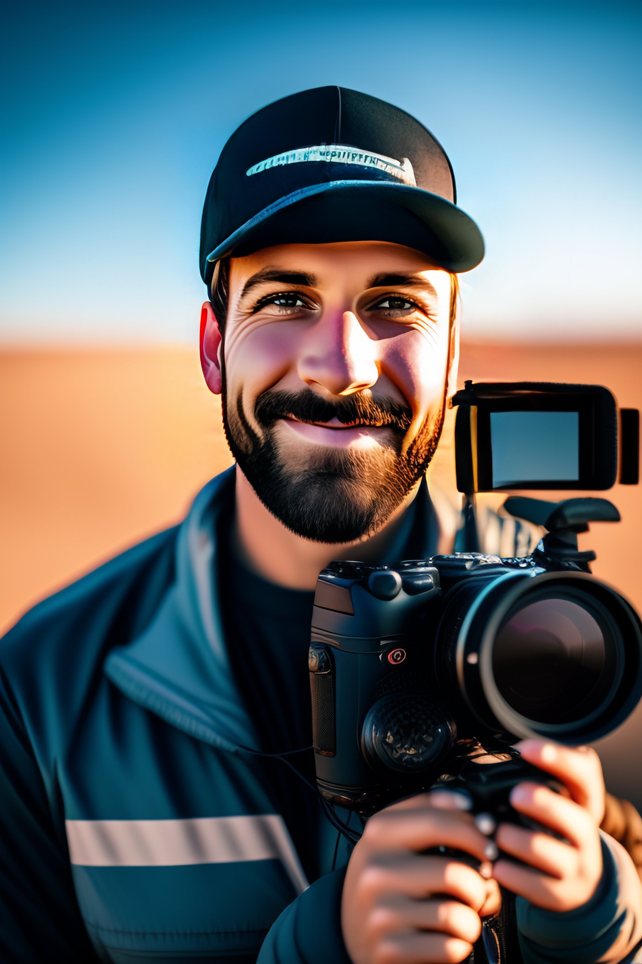 Lexica - Give the camera guy a video camera, change the background to a ...