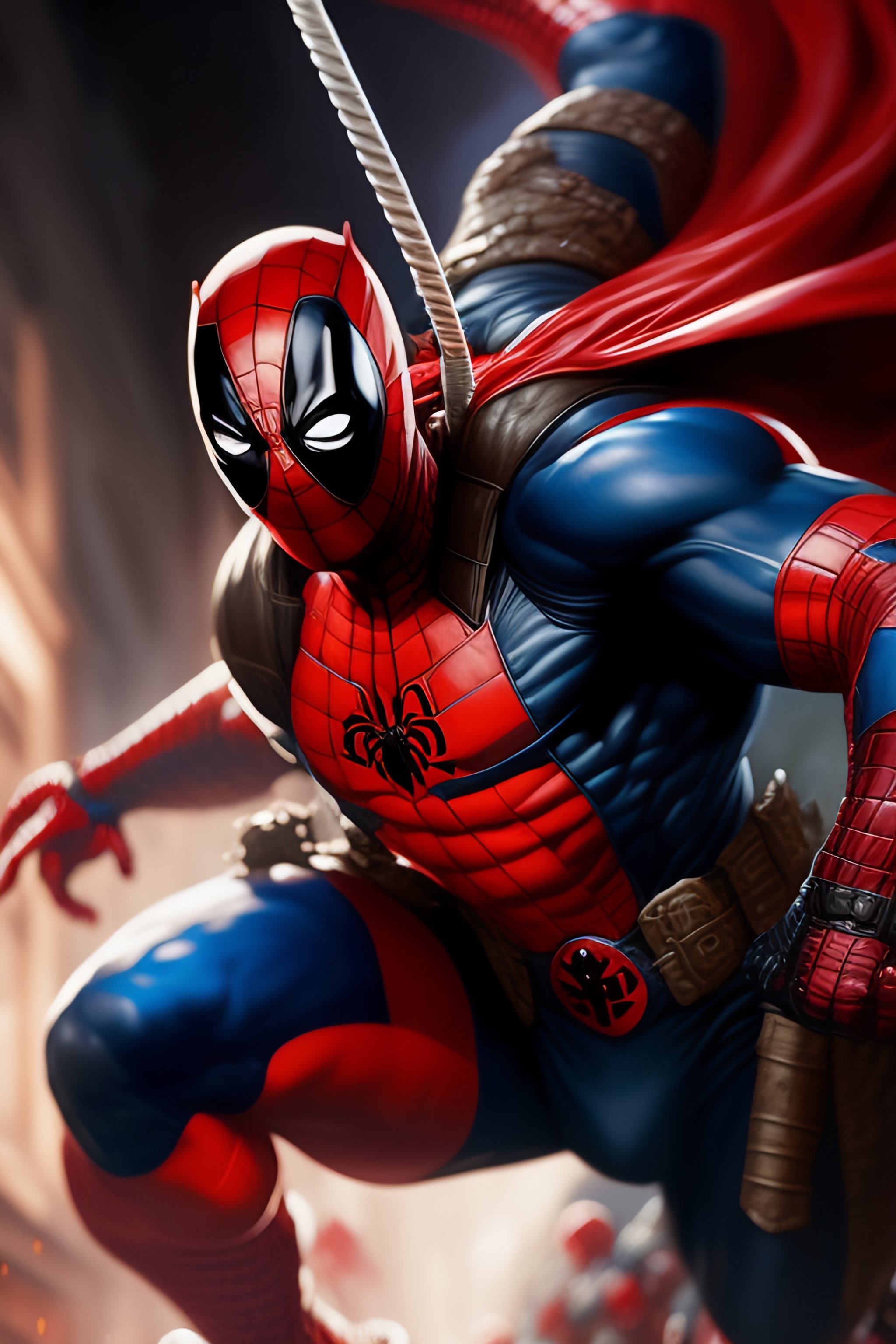 Lexica - Detailed paint of deadpool fighting spider man, highly ...