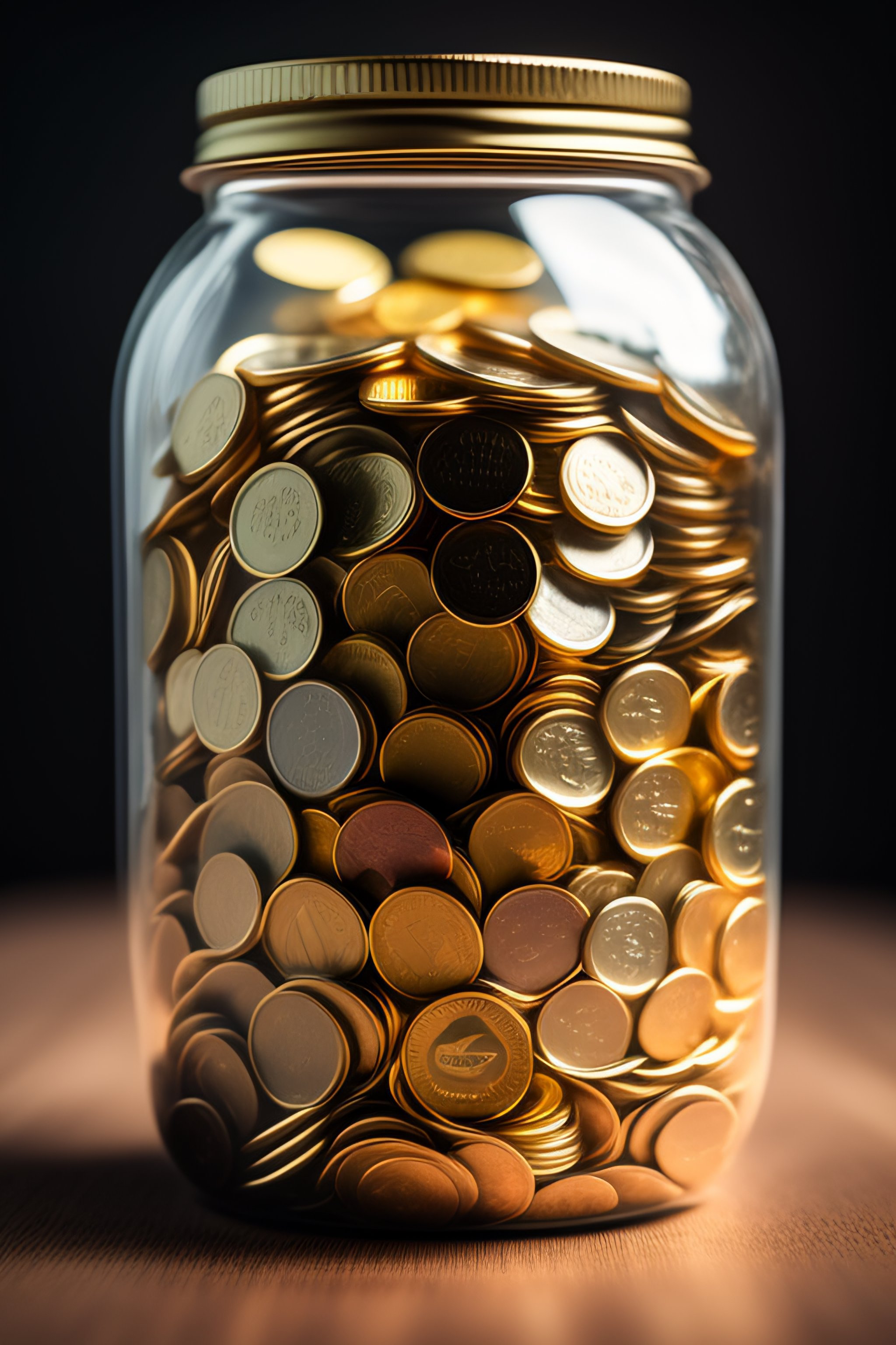 Lexica - Mason jar overflowing with coins with transparent background