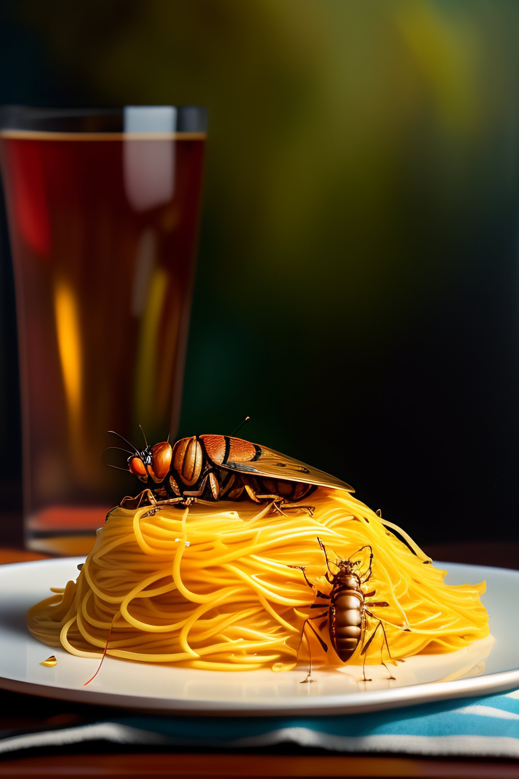 Lexica - Home portrait of family of insects crickets eating pasta ...