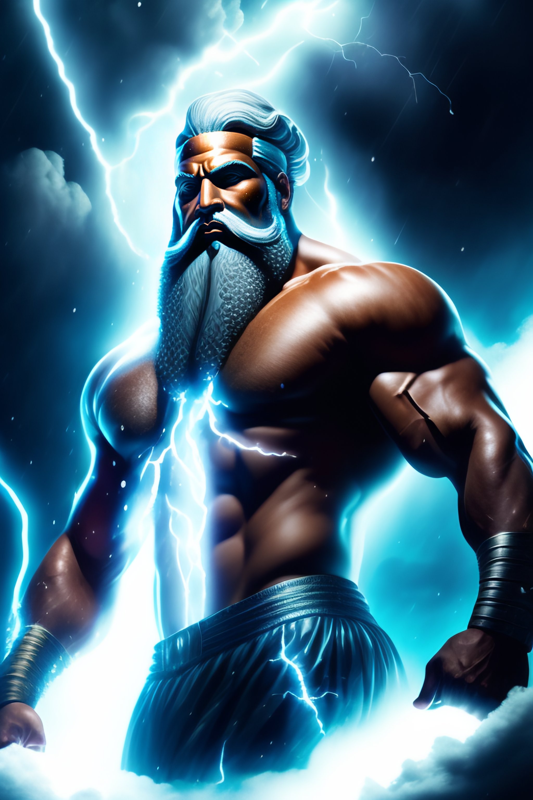 Lexica - Old god zeus, in the sky, with athletic body, angry, throwing ...