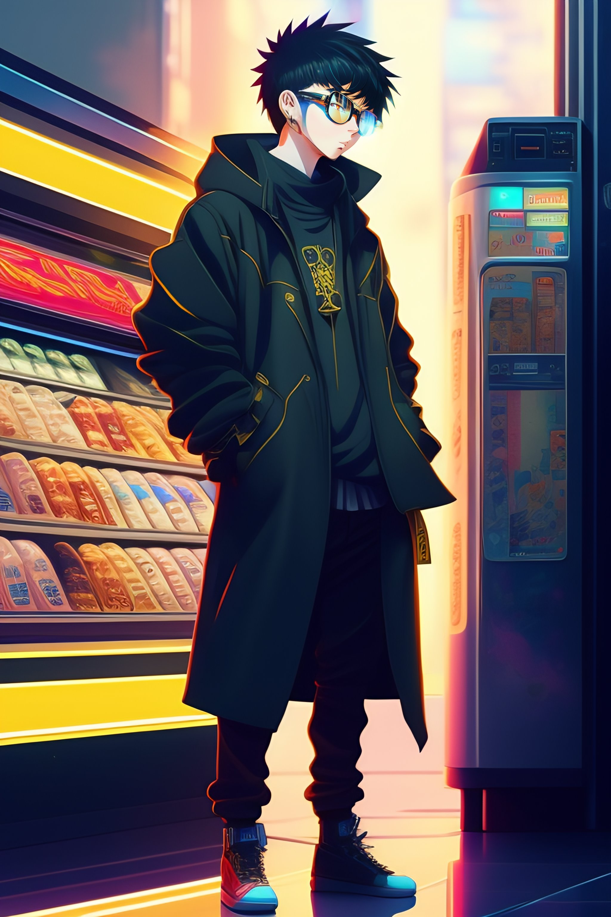 Lexica - Boy wearing gold glasses. facing right in the style of ...