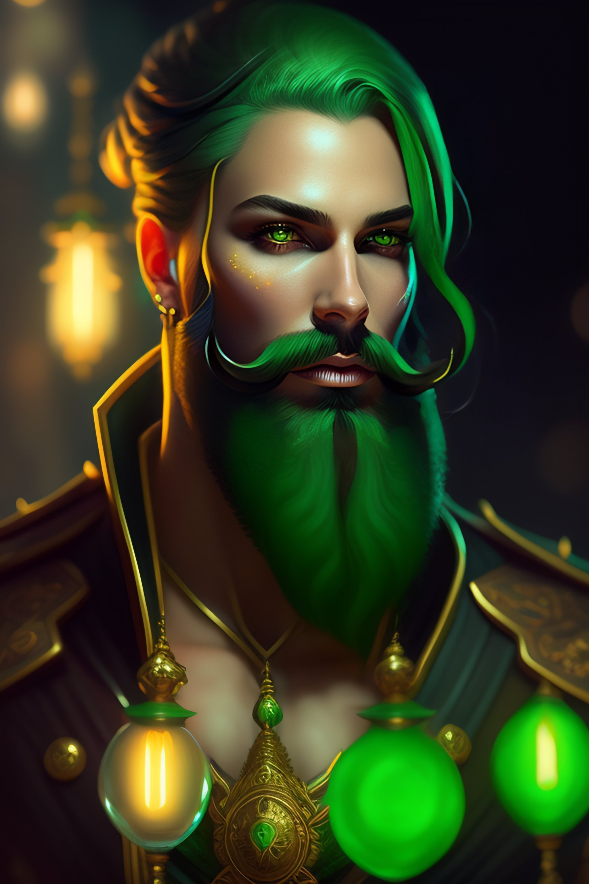 Lexica - Symmetry!! portrait of pirate with a green beard, glowing ...