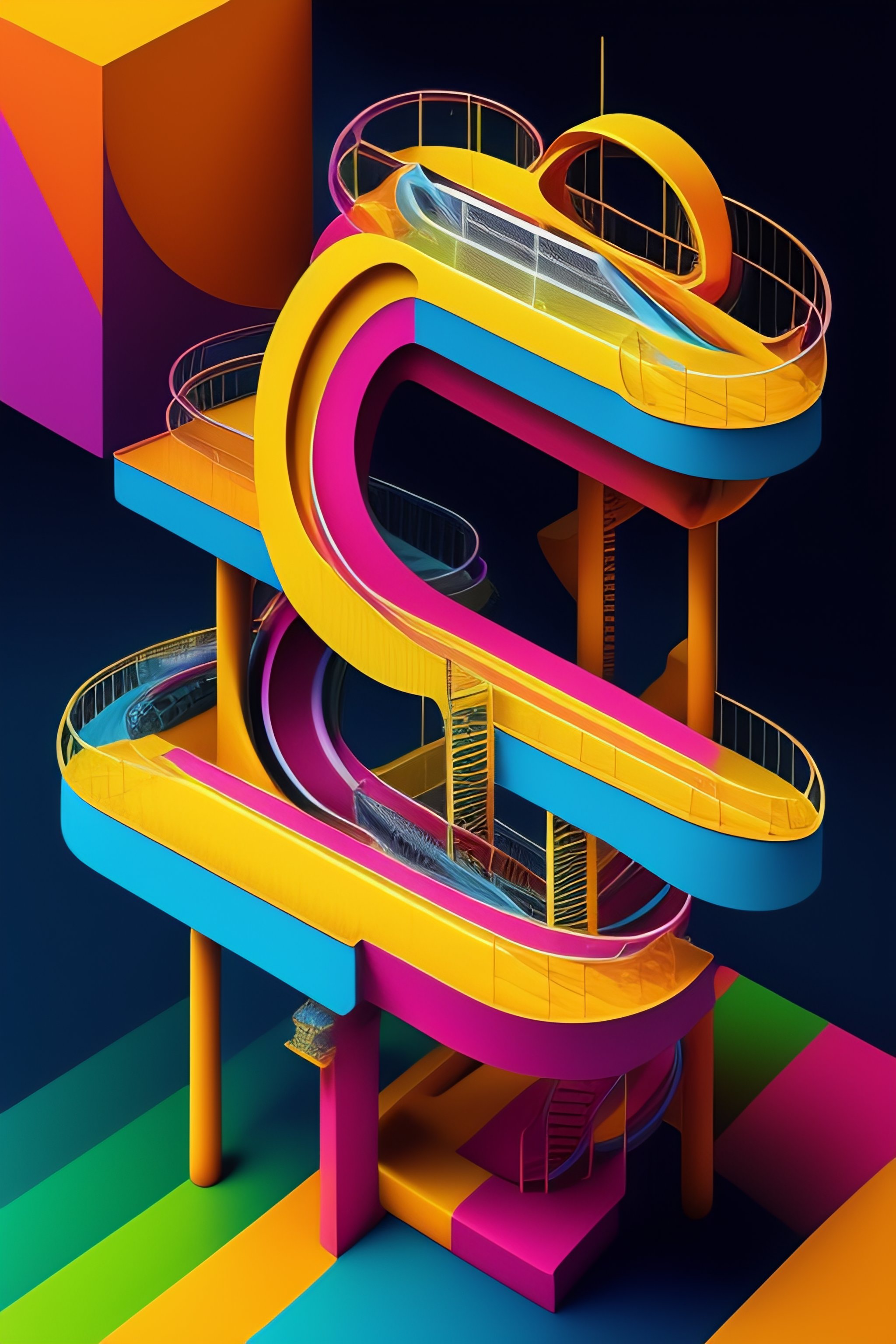 Lexica - Roller coaster, concept art, digital painting, suprematism ...