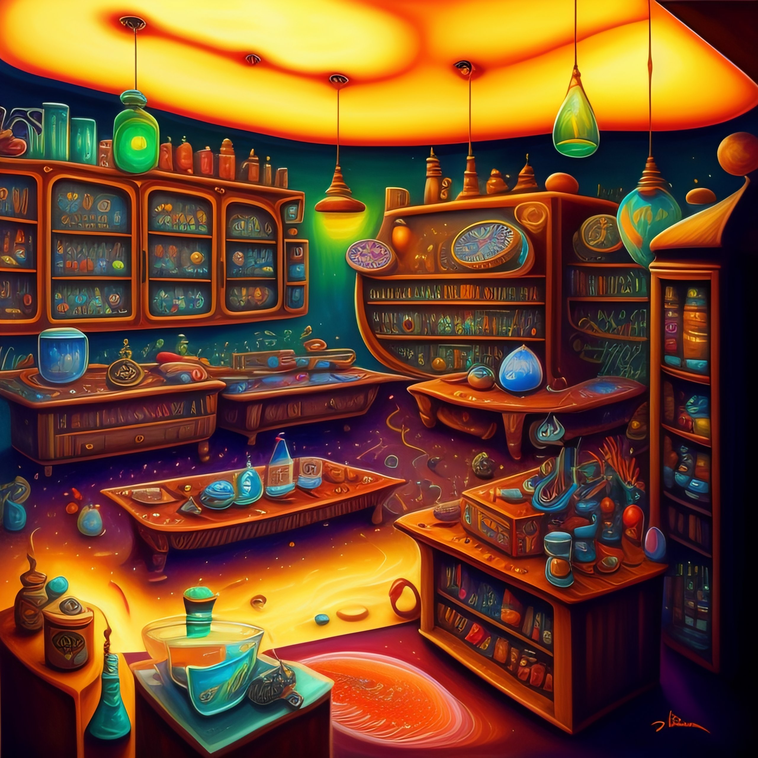 Lexica - Messy hand-drawn painting of a chaotic laboratory with lots of ...