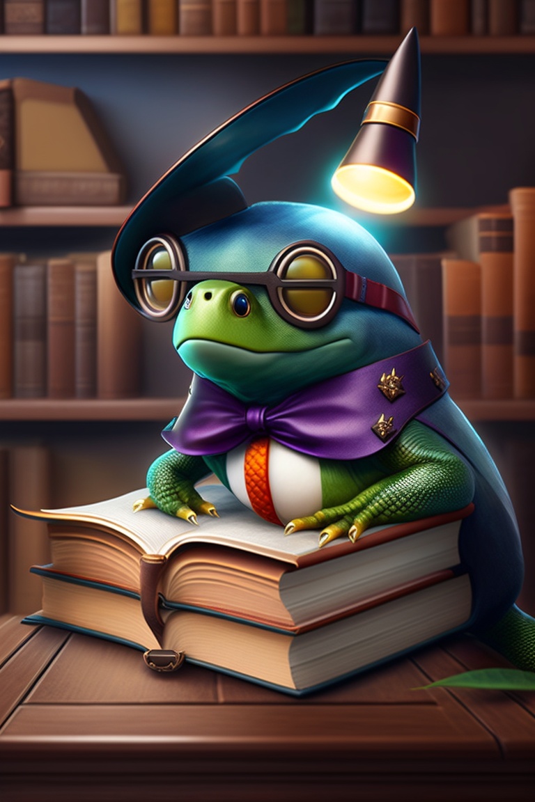 Lexica - Curious scary turtle monster with witch hat on head (feminine ...
