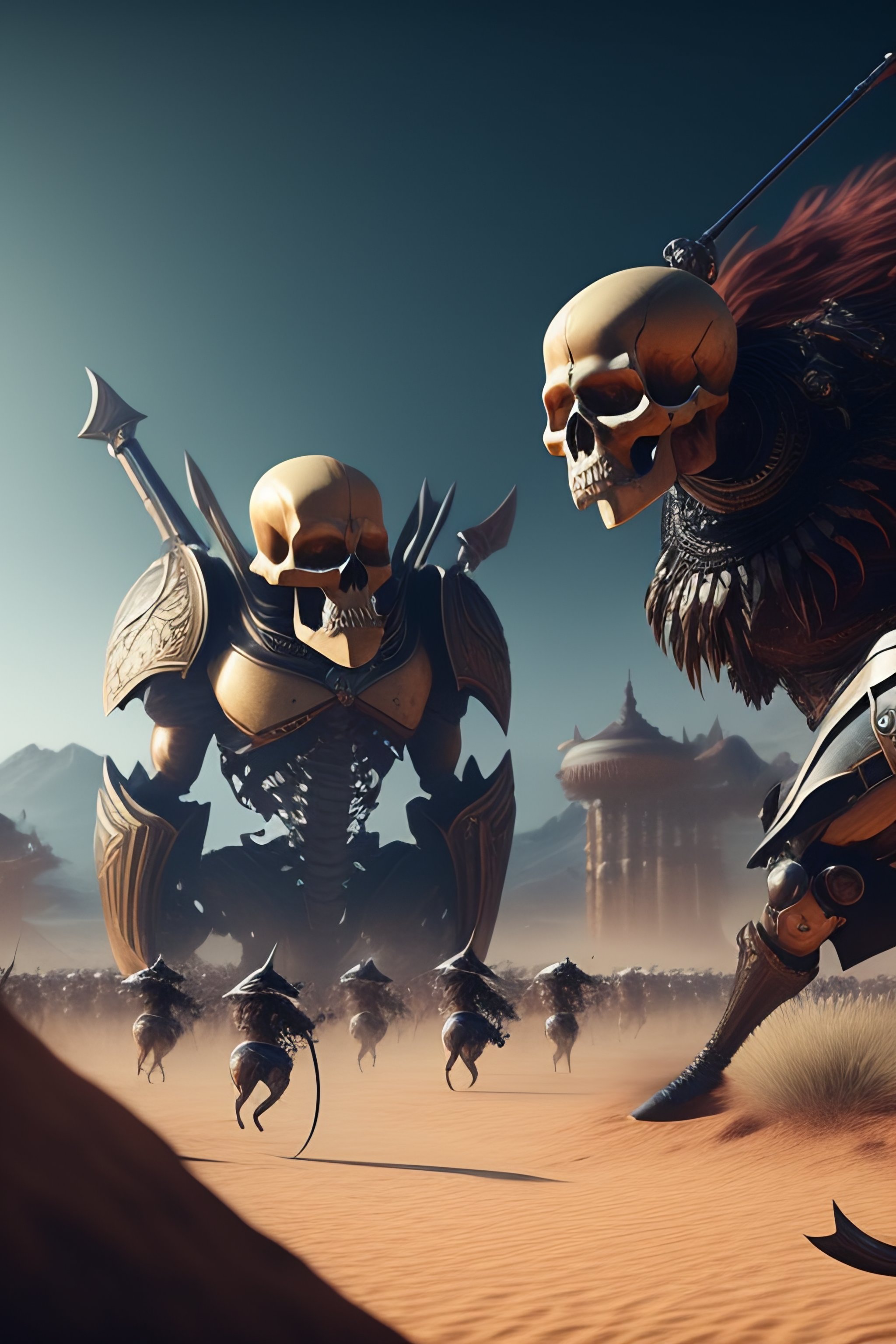 Lexica - A battle between skeletons and humans, ultra realistic, artstation