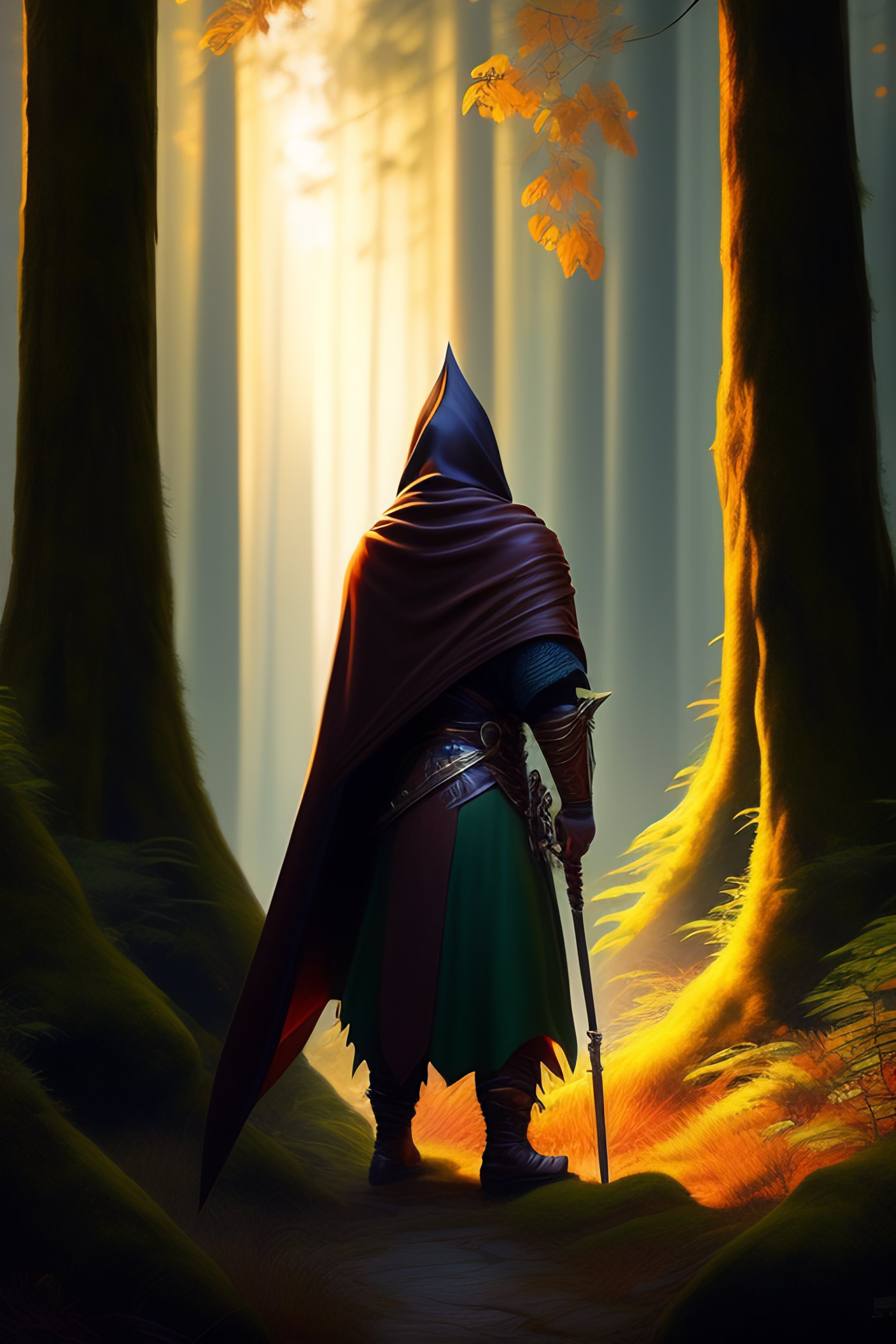 Lexica - Goblin holding sword wearing a brown cloak in a forest, unreal ...