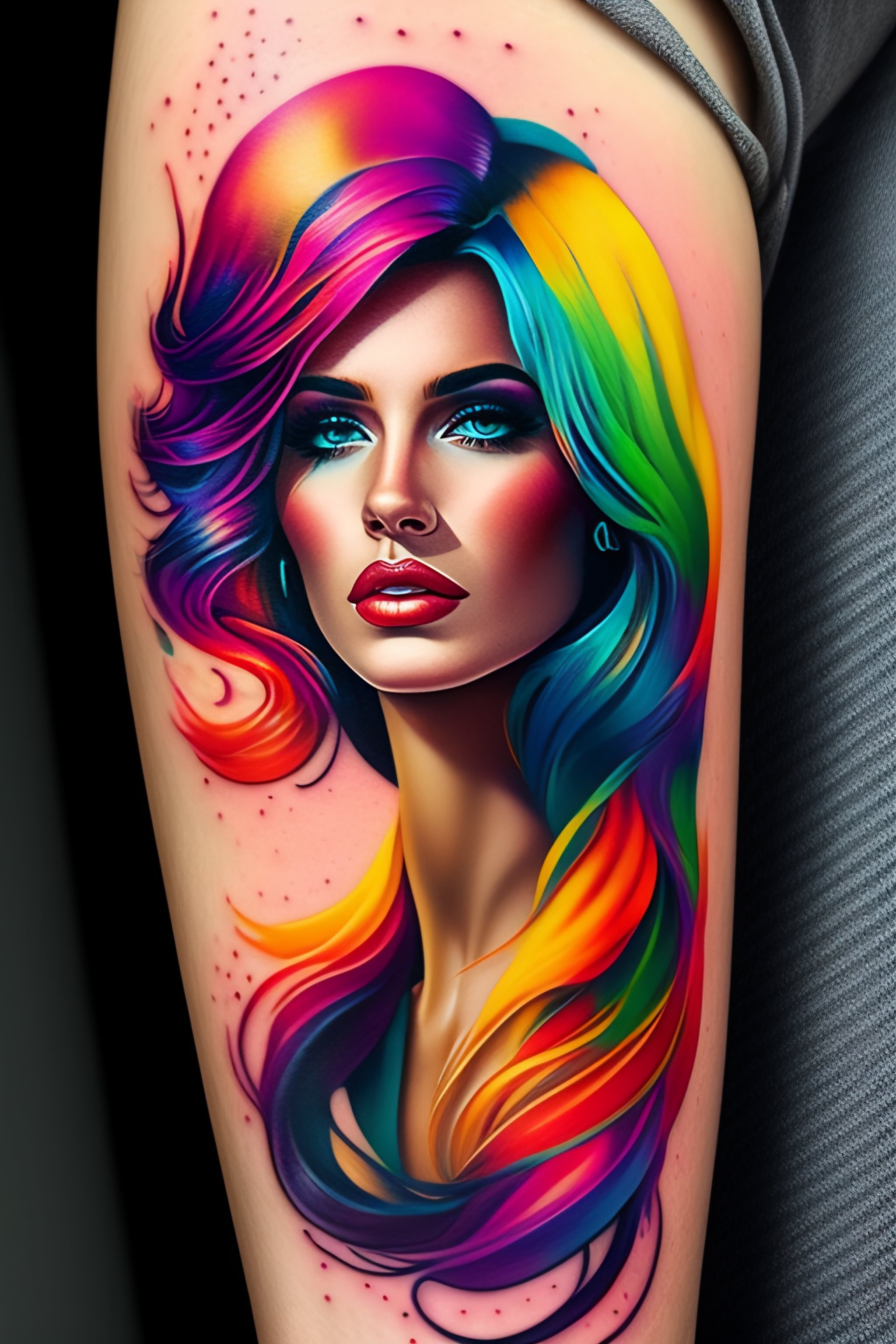 Lexica - A colourful nymph tattoo suited for women