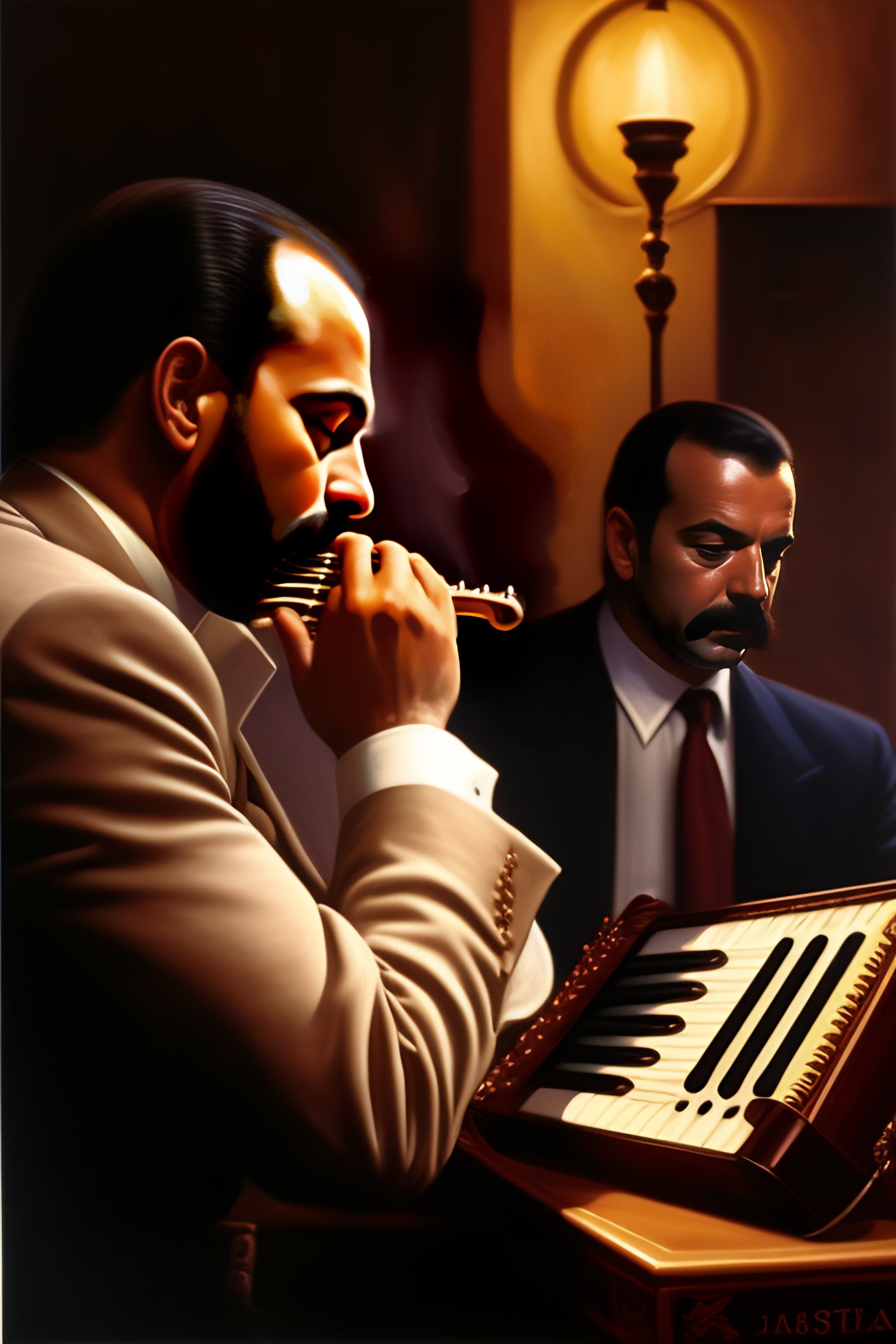 Lexica - Hiperrealistic picture of a passionate Astor Piazzolla playing ...