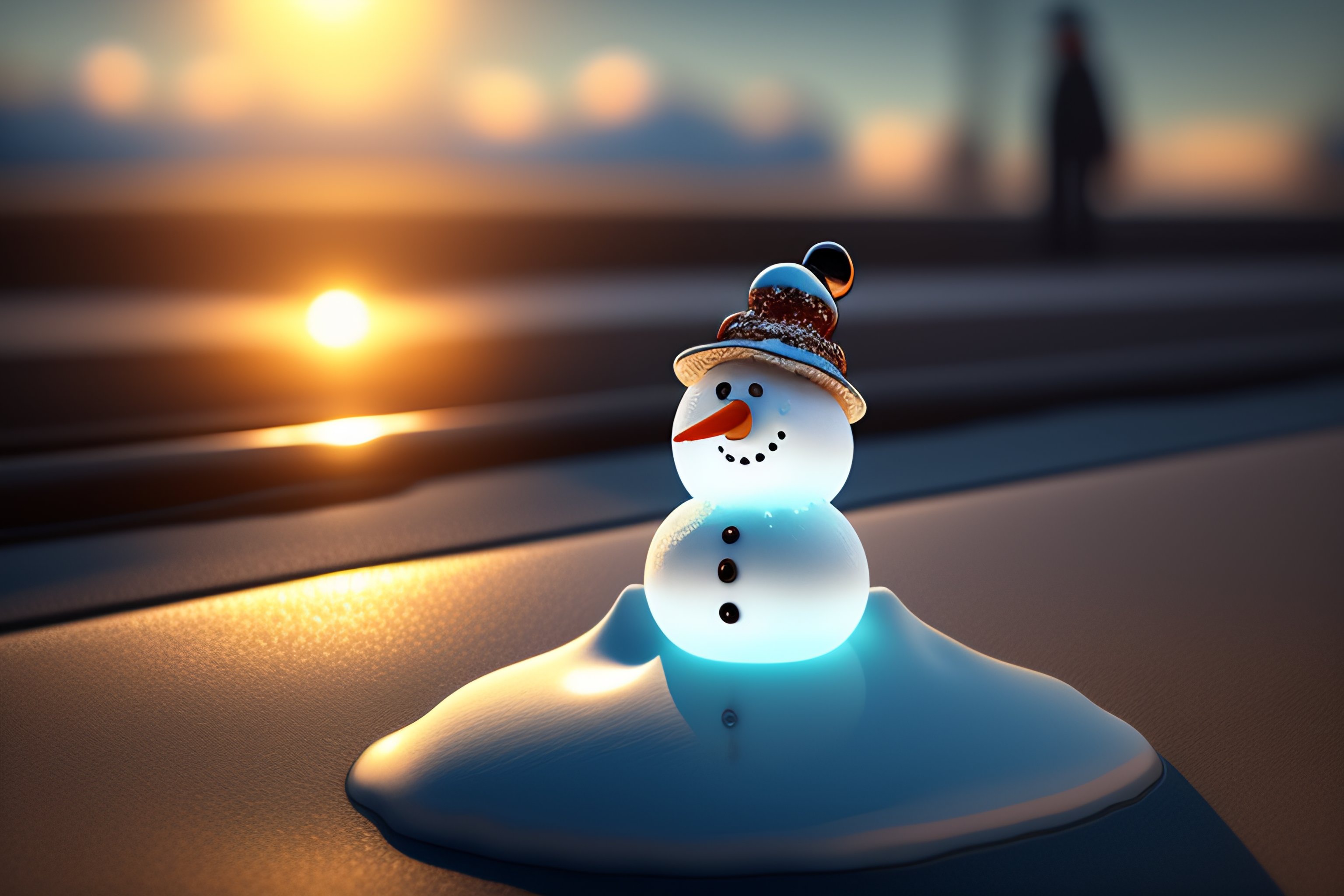 Lexica - Despair, sad, frowning sad melting snowman under the sun ...