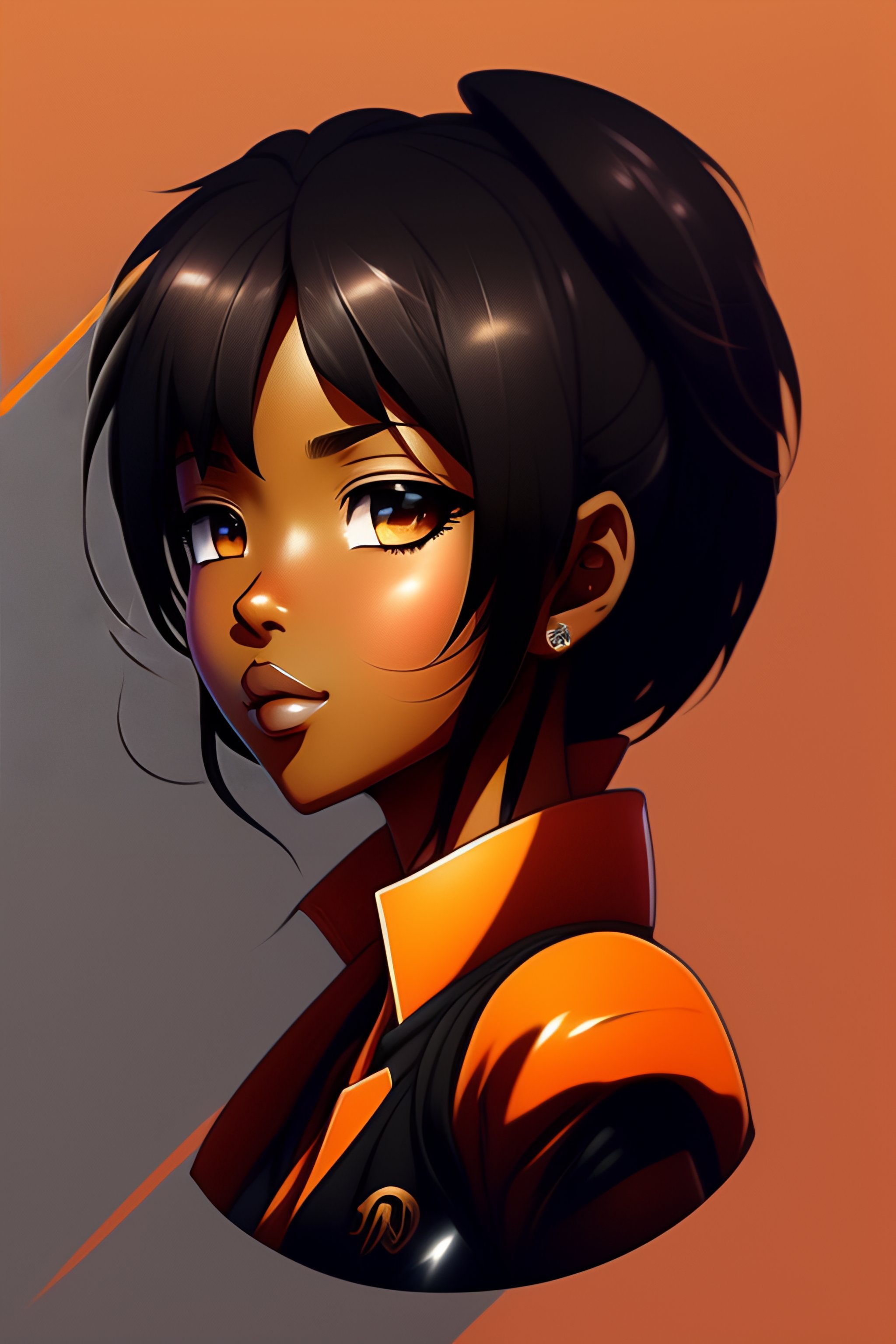 Lexica - Anime character face, brown skin, logo, simplistic ...