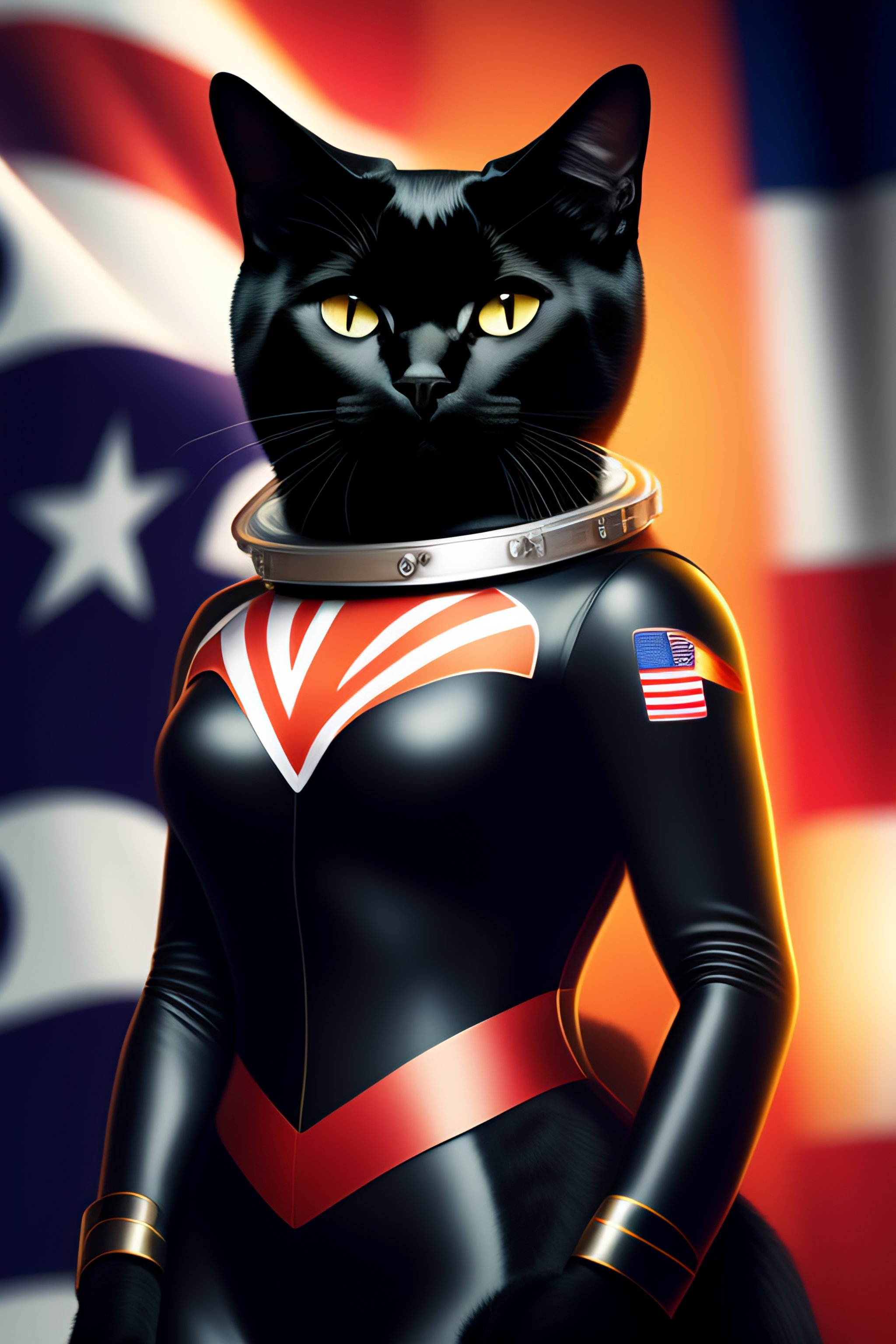 Lexica - Portrait of a black cat astronaut with European Union flag in ...