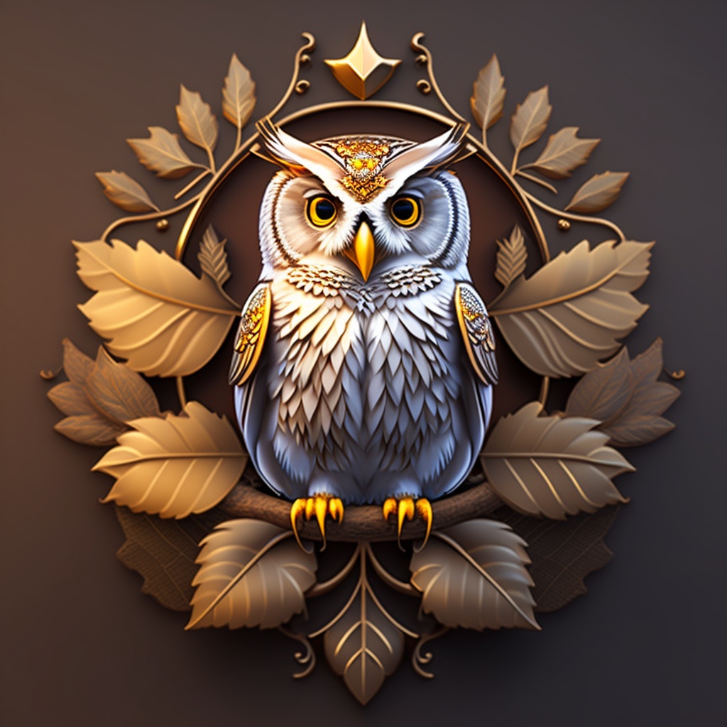 Lexica - The heraldic, very simple, smart owl and oak leaves, highly ...