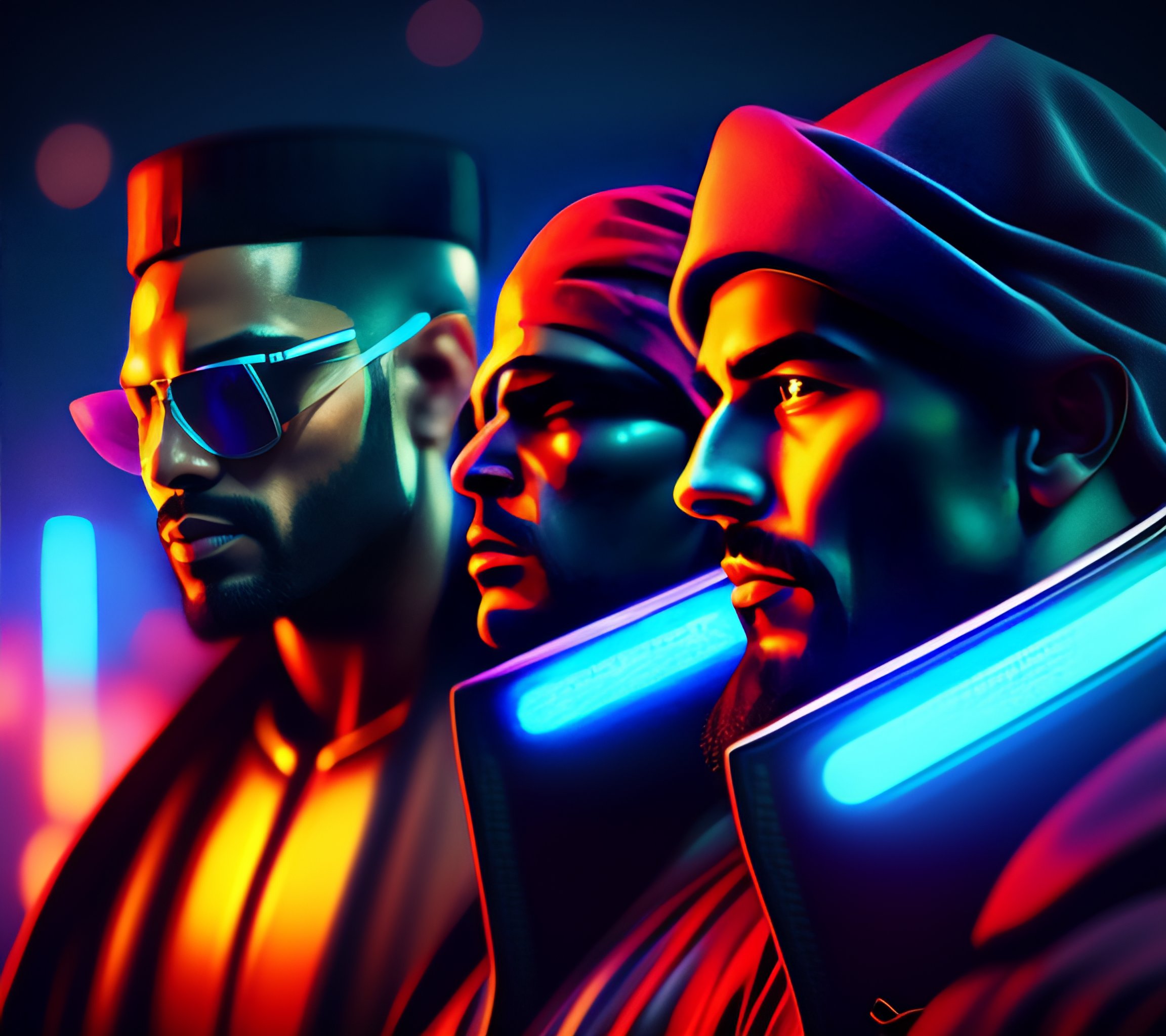 Lexica - The three wise men but they are all cyberpunk neon gangsters ...