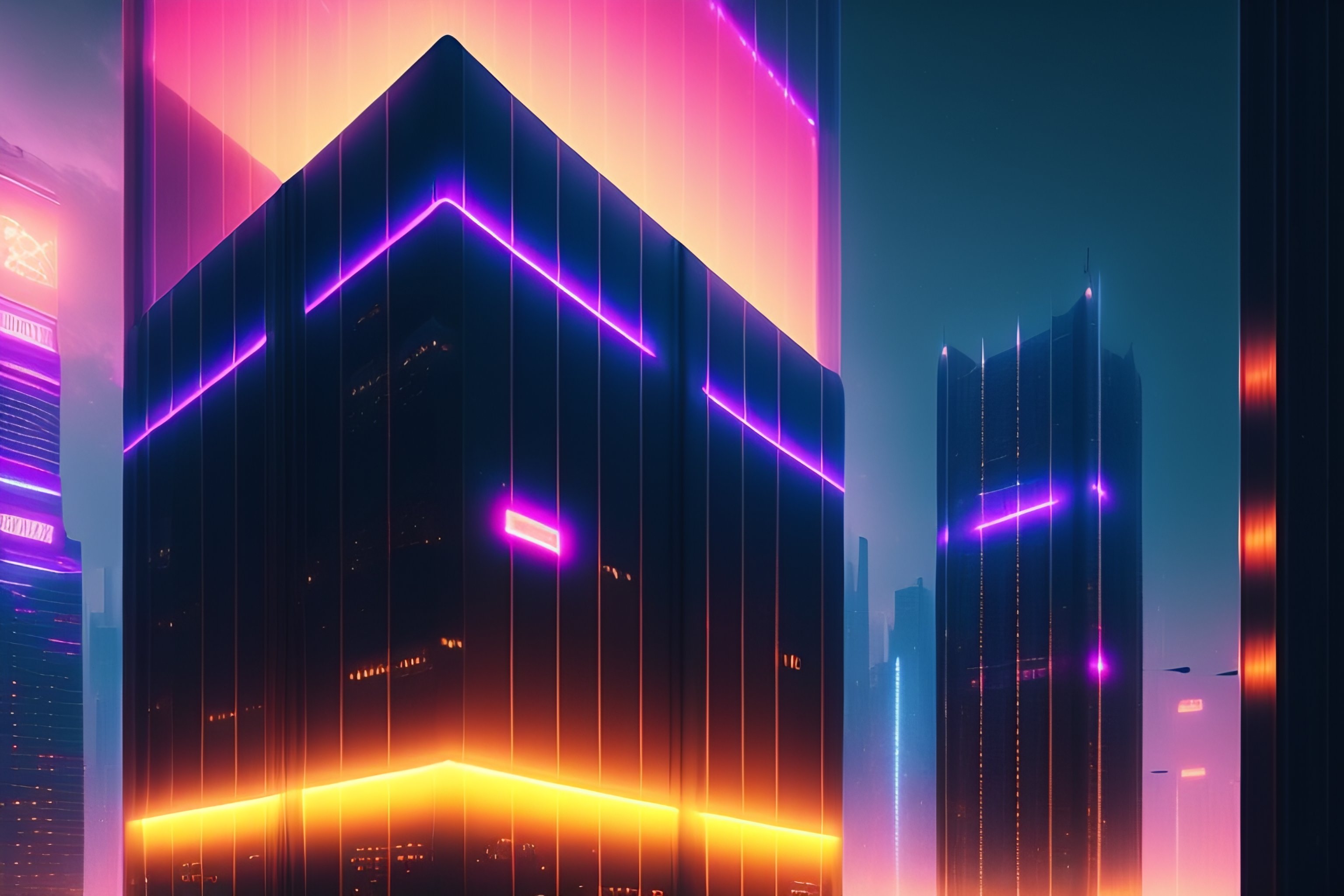 Lexica - Building cyberpunk square city night