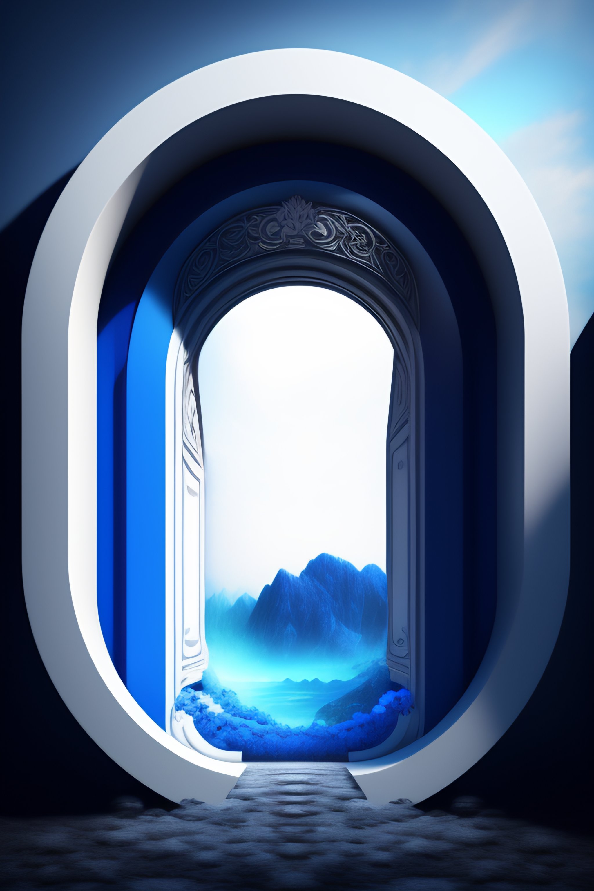 Lexica - An ancient and mysterious white and blue portal, black ...