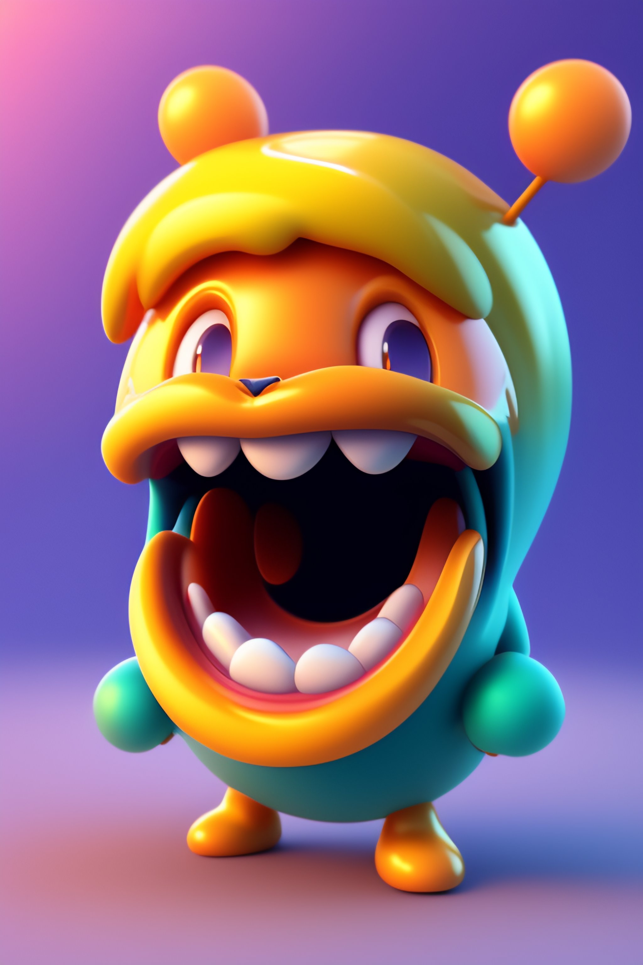 Lexica - 3d render cute character laughing big